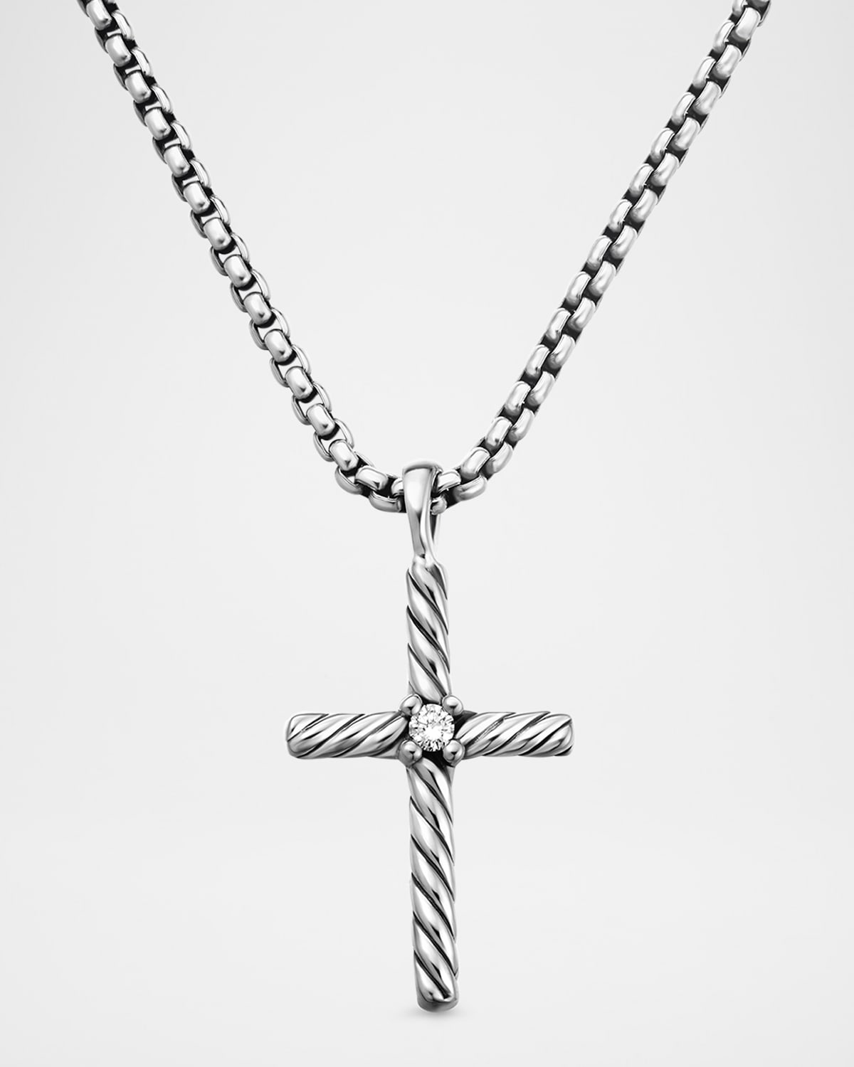David Yurman 16" Cable Classics Cross with Diamond on Chain | Neiman Marcus