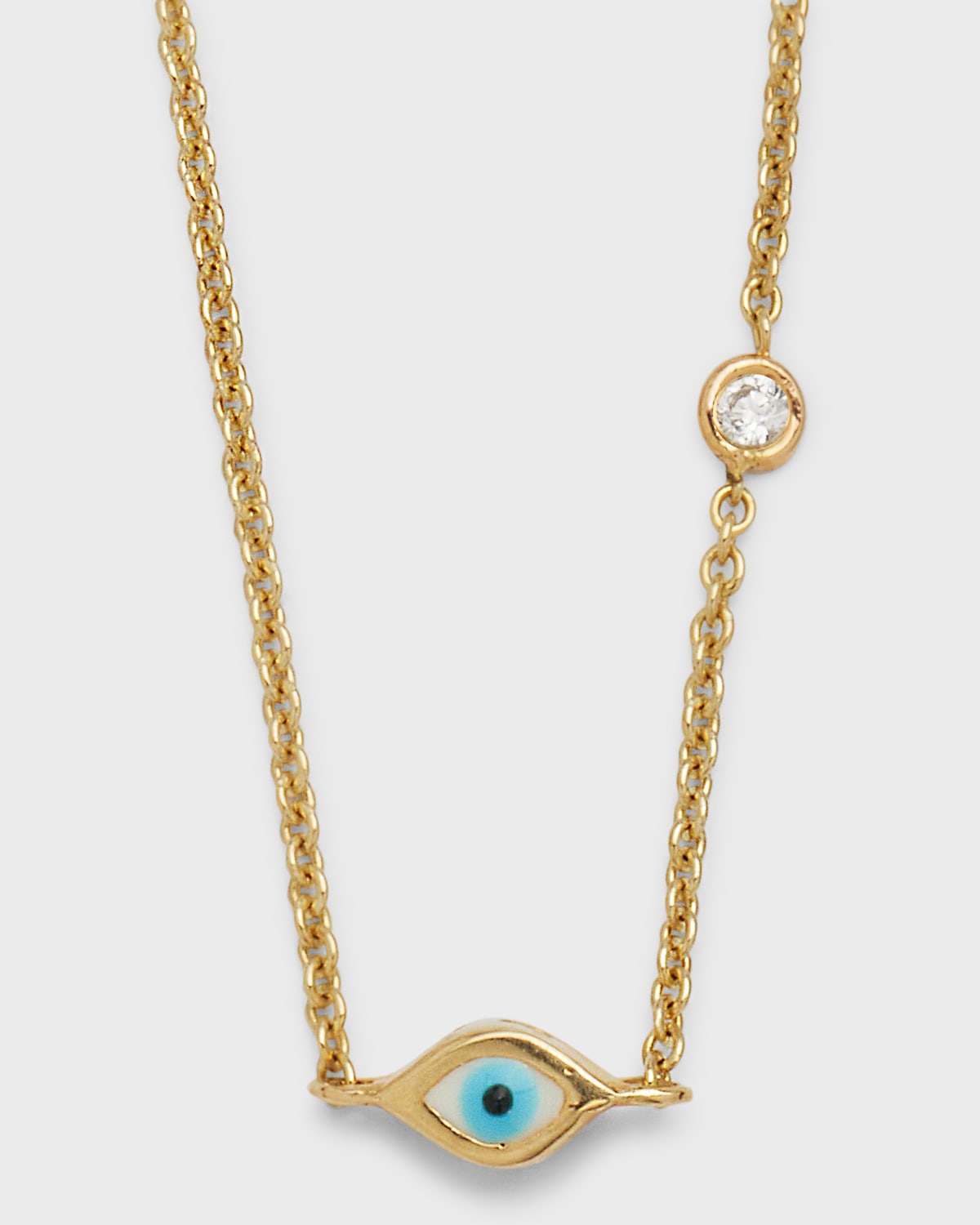 Sydney Evan 14k Gold Tiny Evil Eye Charm Necklace | Neiman Marcus