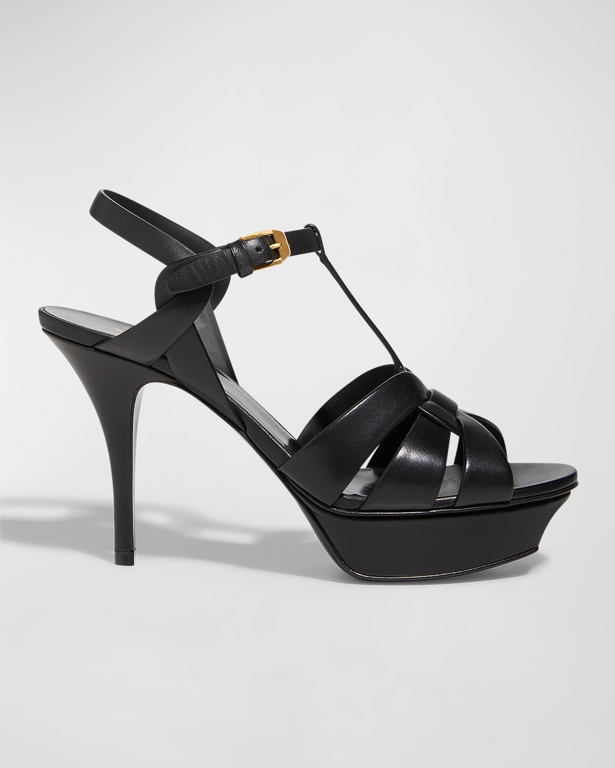 Saint Laurent Tribute Leather T-Strap Platform Sandals | Neiman Marcus