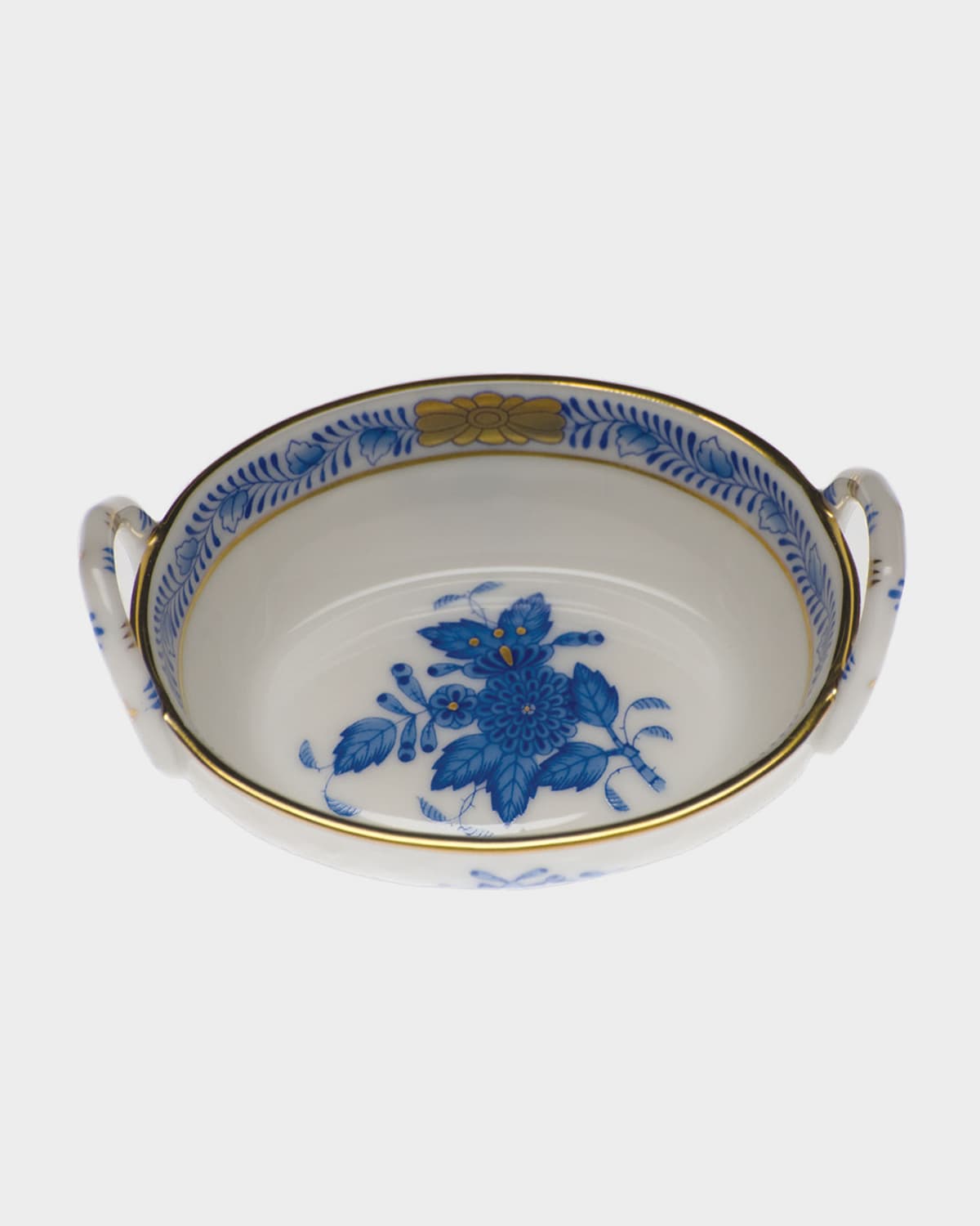 Herend Chinese Bouquet Rust Small Basket with Handles | Neiman Marcus