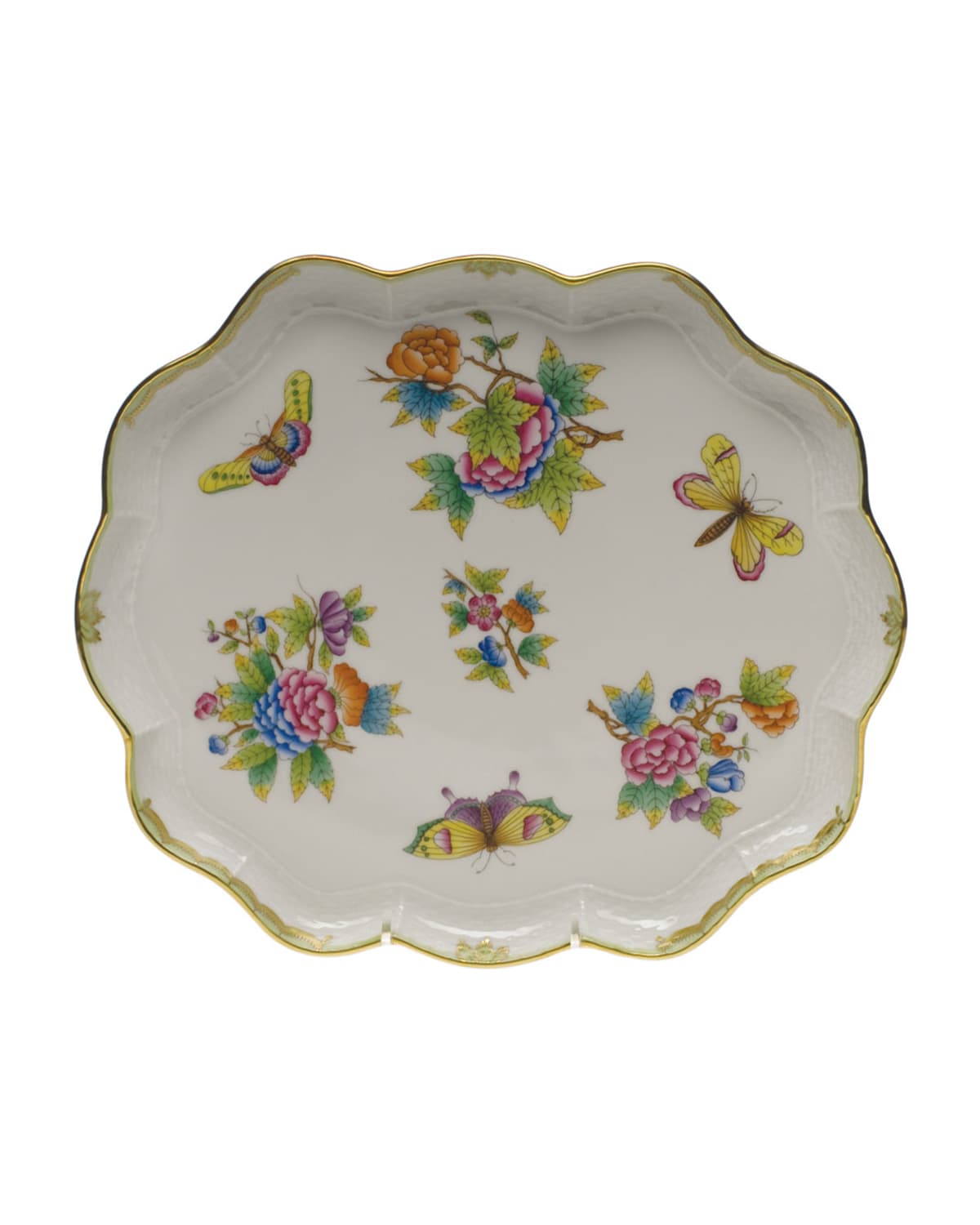 Herend Queen Victoria Round Tray with Handles | Neiman Marcus