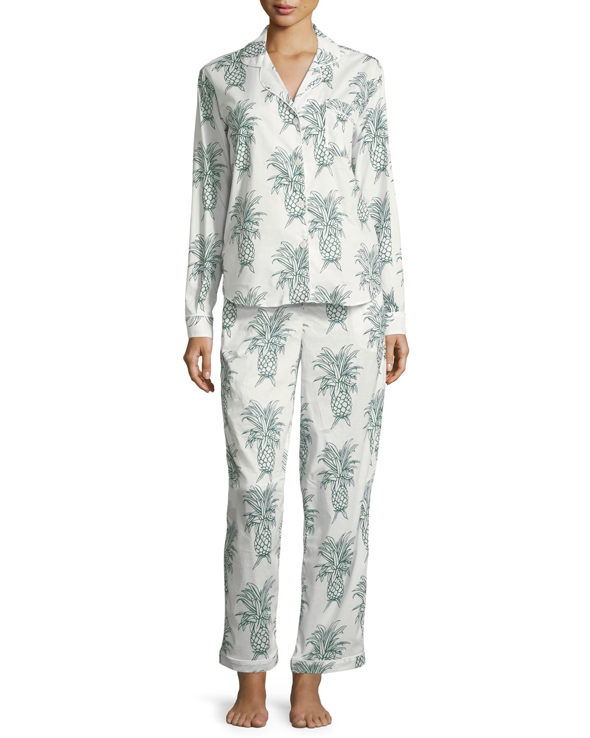 Desmond & Dempsey Persephone Floral-Print Long Pajama Set | Neiman Marcus