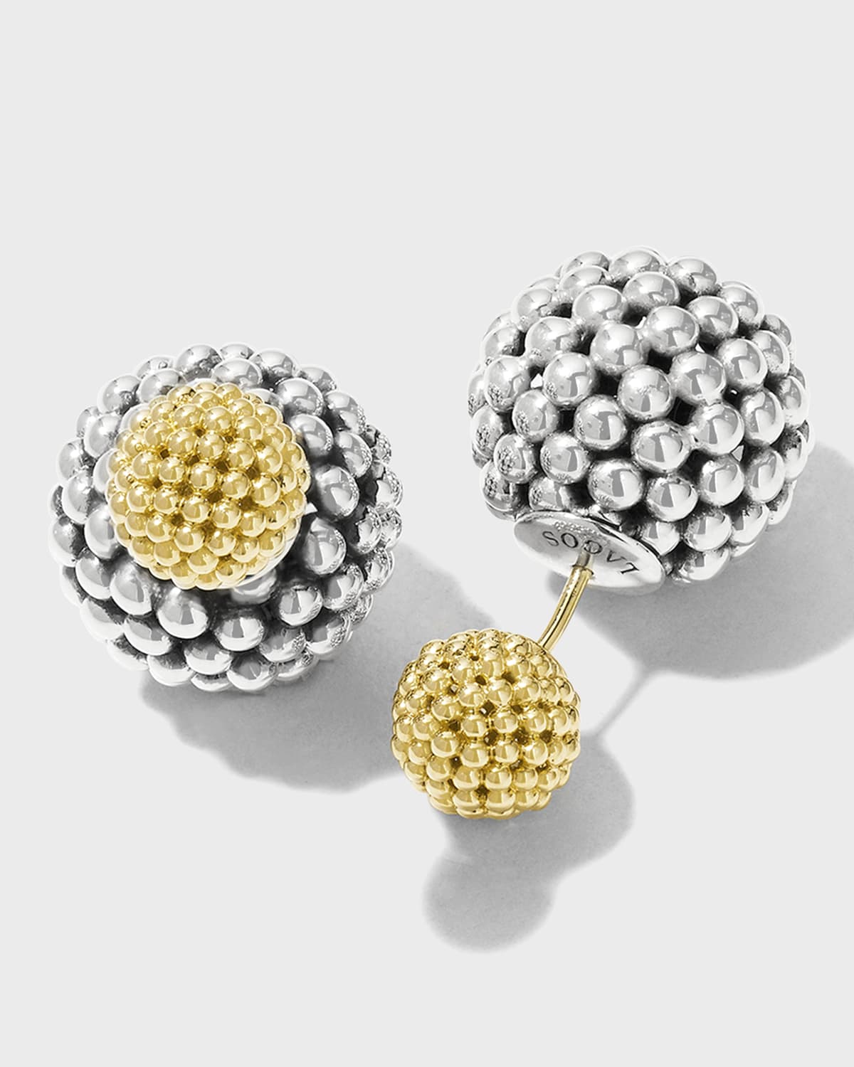 LAGOS Silver & 18k Gold Caviar Hoop Earrings, 19mm | Neiman Marcus