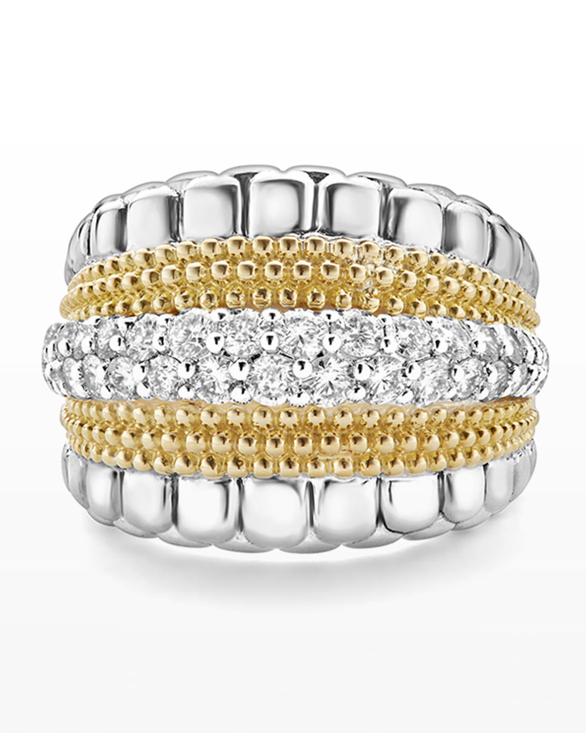 LAGOS Caviar Lux Double-X Ring w/ Diamonds | Neiman Marcus
