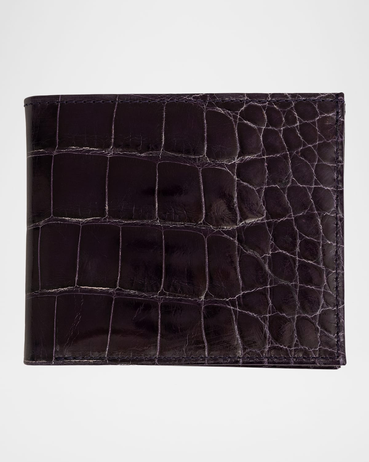 Abas Slim Alligator Bi-Fold Monogram Wallet | Neiman Marcus