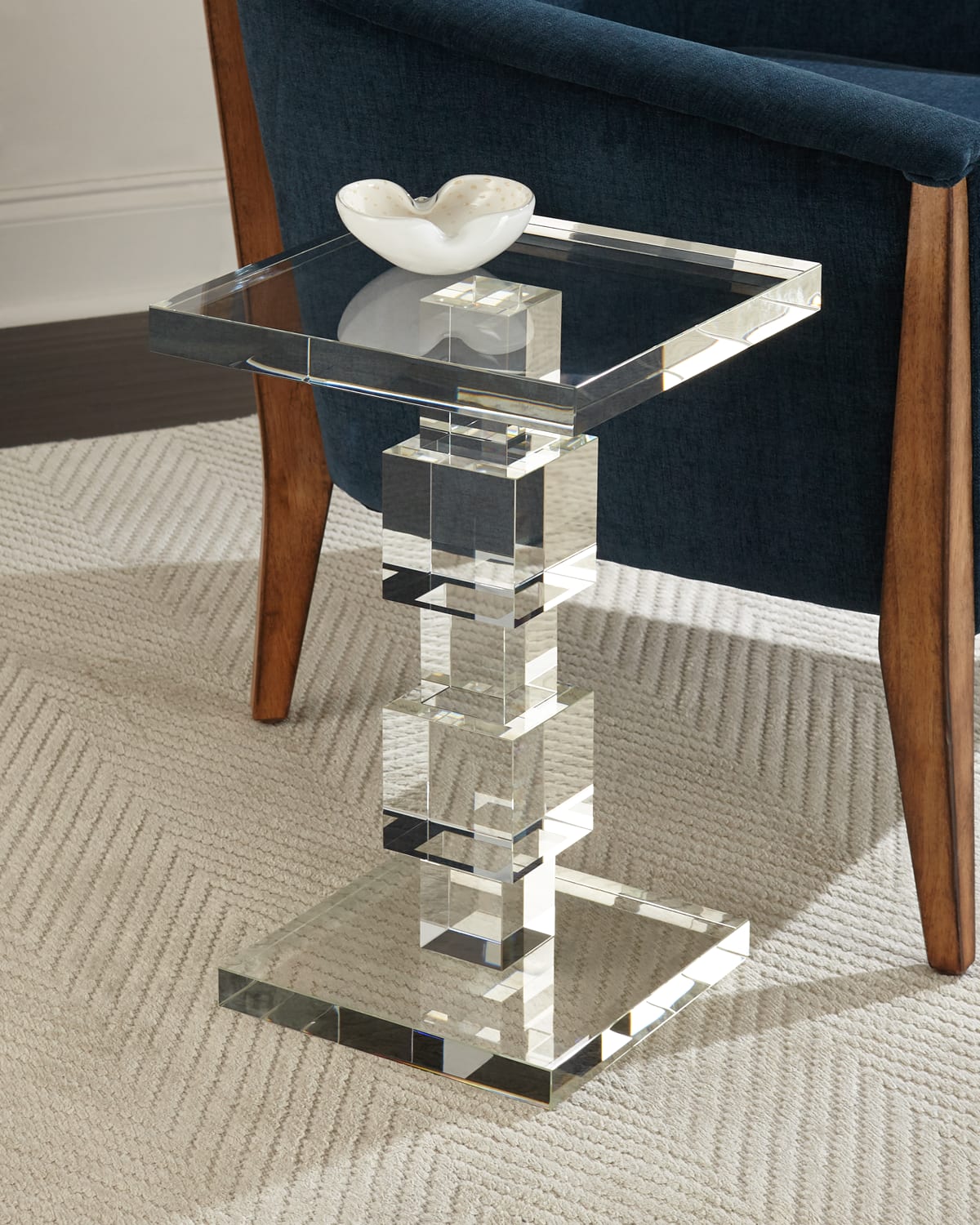 John-Richard Collection Duchess Cylinder Crystal Side Table | Neiman Marcus
