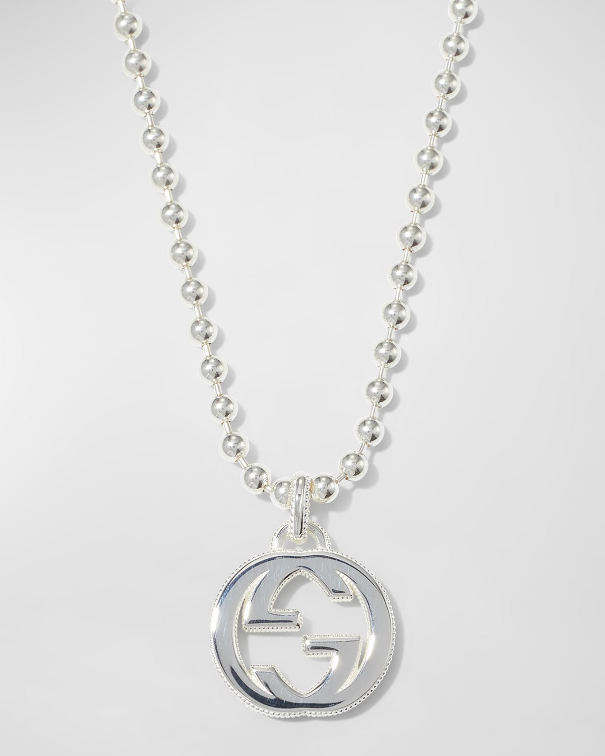 Gucci Men's Enameled Interlocking G Sterling Silver Chain Necklace ...