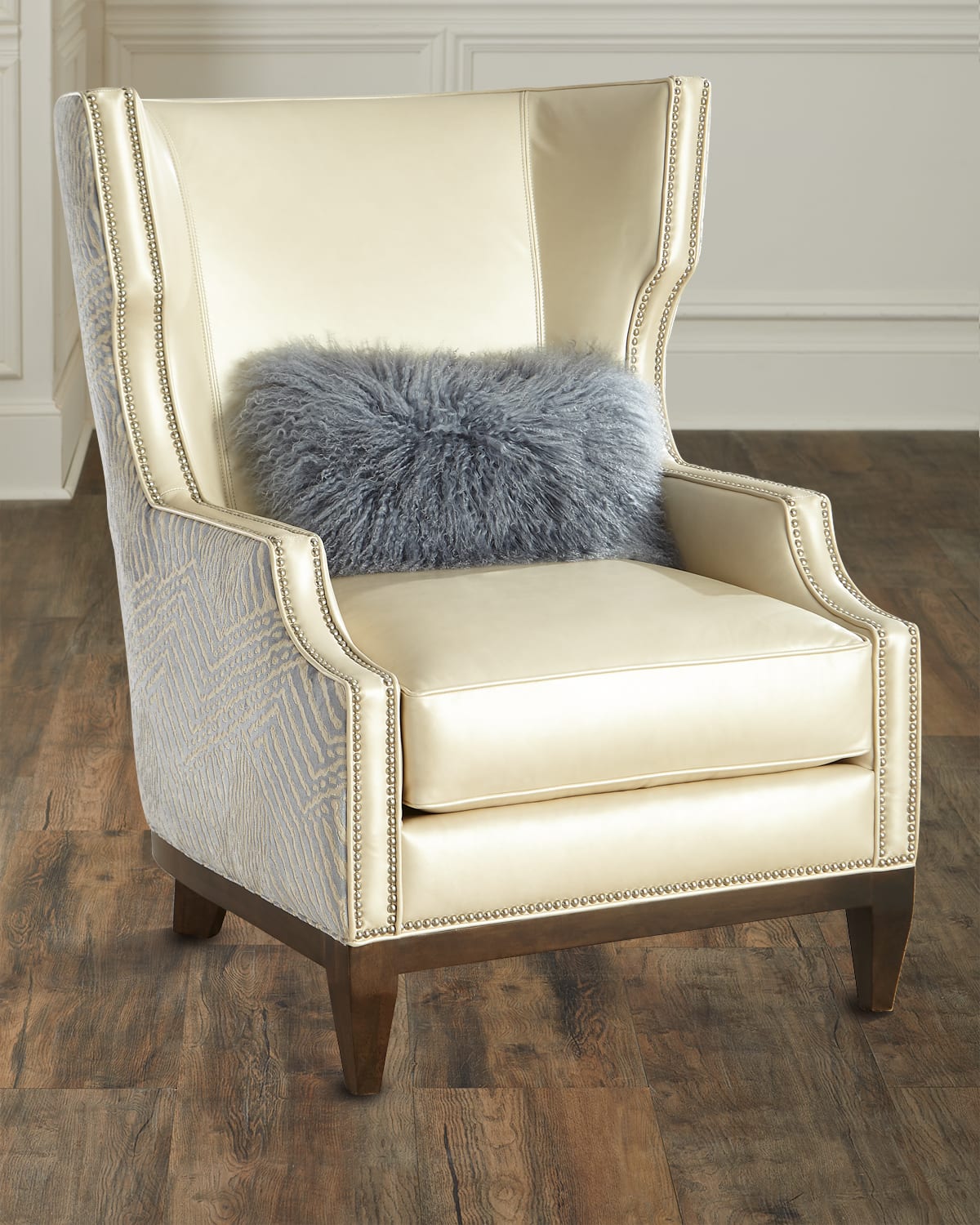 Massoud Wilder Leather Zebra Wing Chair | Neiman Marcus