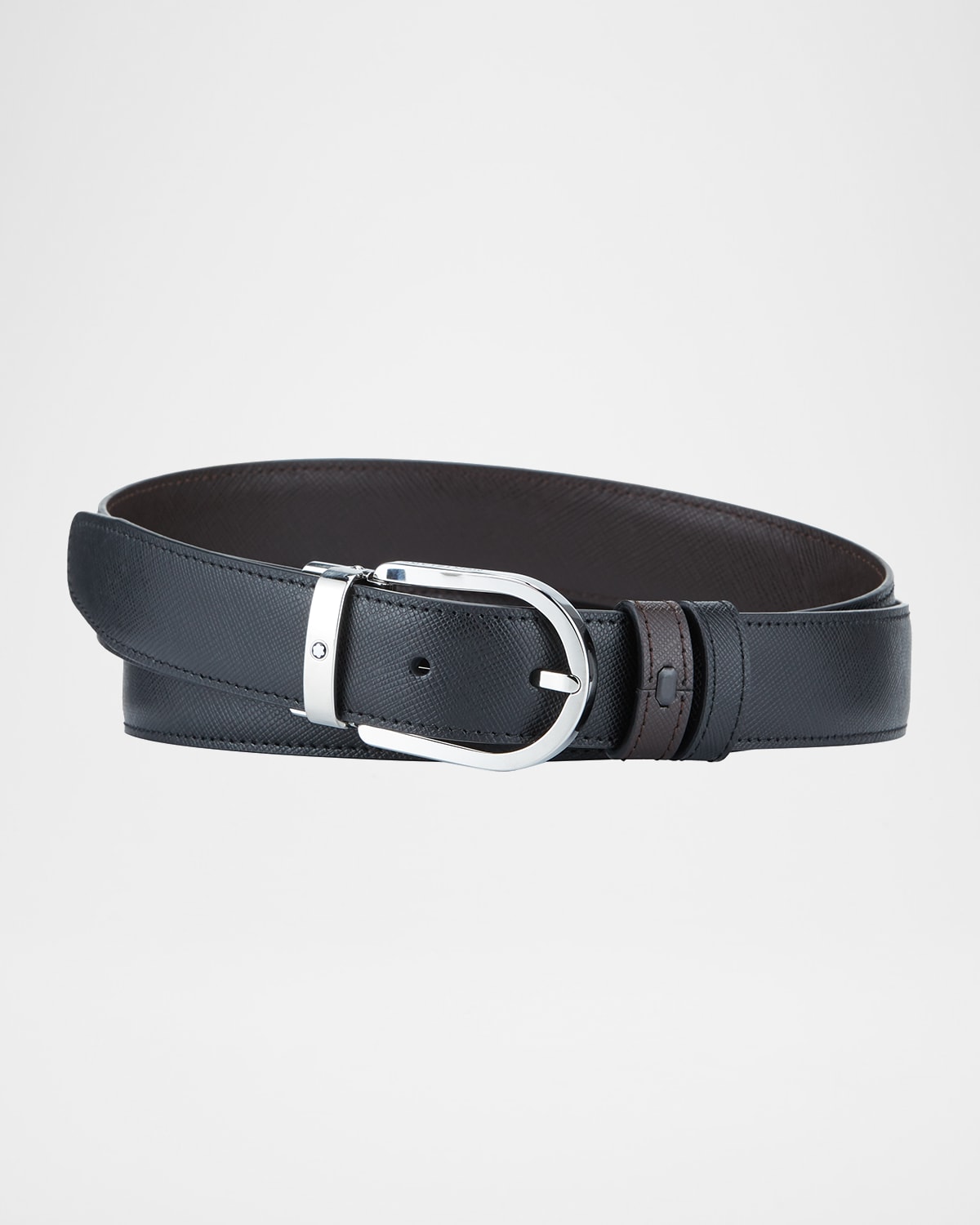 Montblanc Men's Rectangle-Buckle Leather Belt | Neiman Marcus