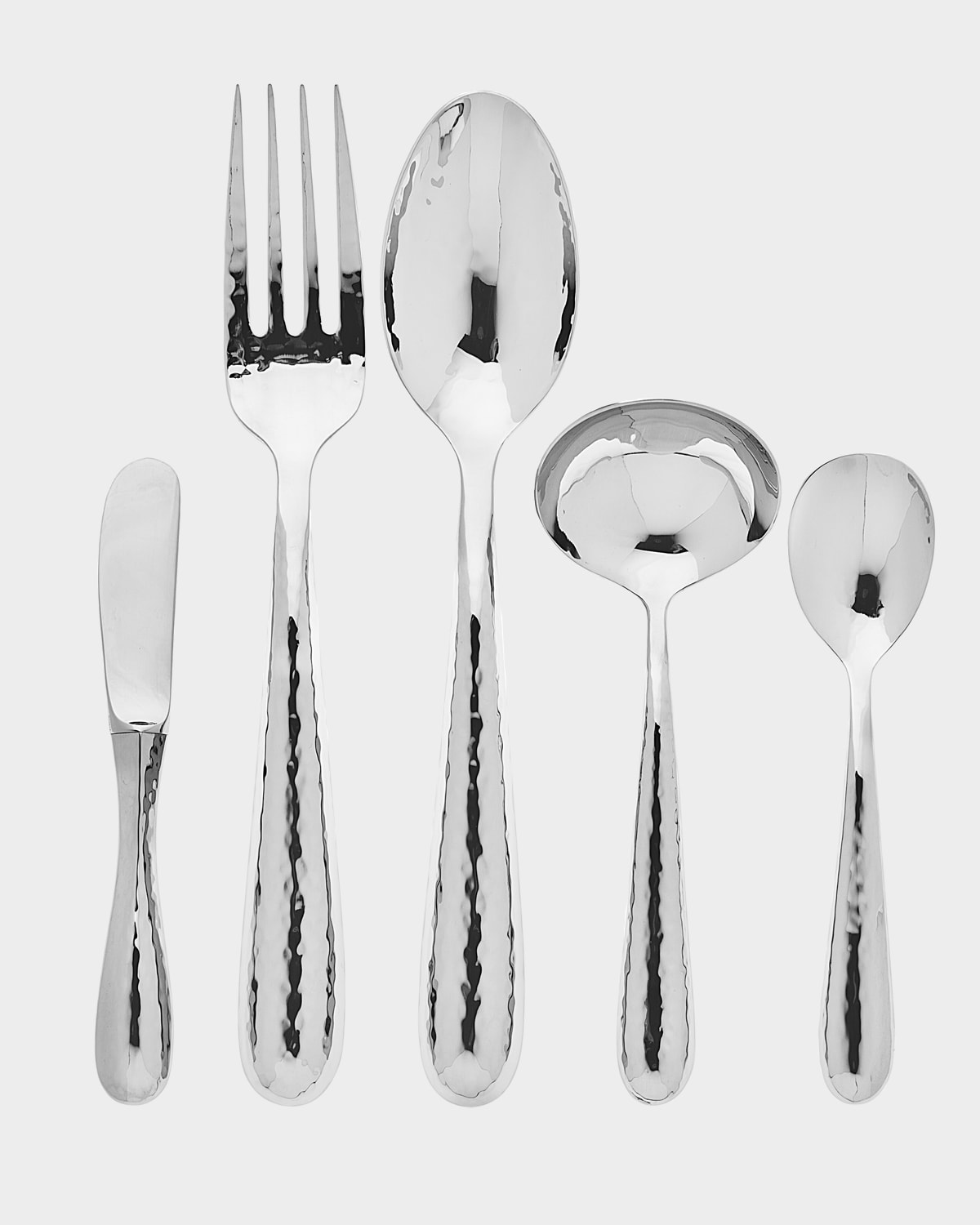 Ricci Silversmith 5-Piece Florence Satin Hammered Flatware Set | Neiman ...