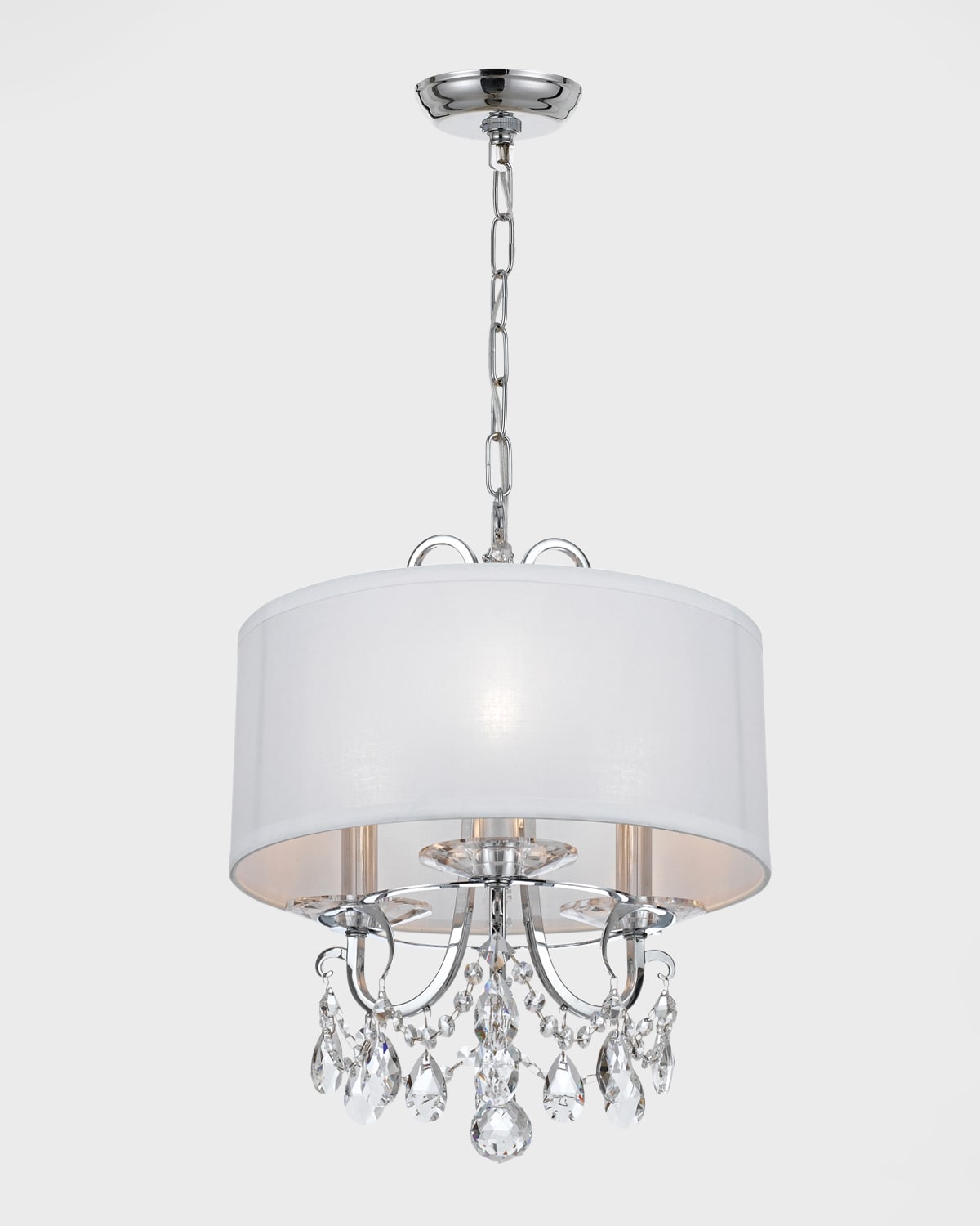 Crystorama Hampton 3-Light Chrome Clear Crystal Drum Shade Chandelier ...