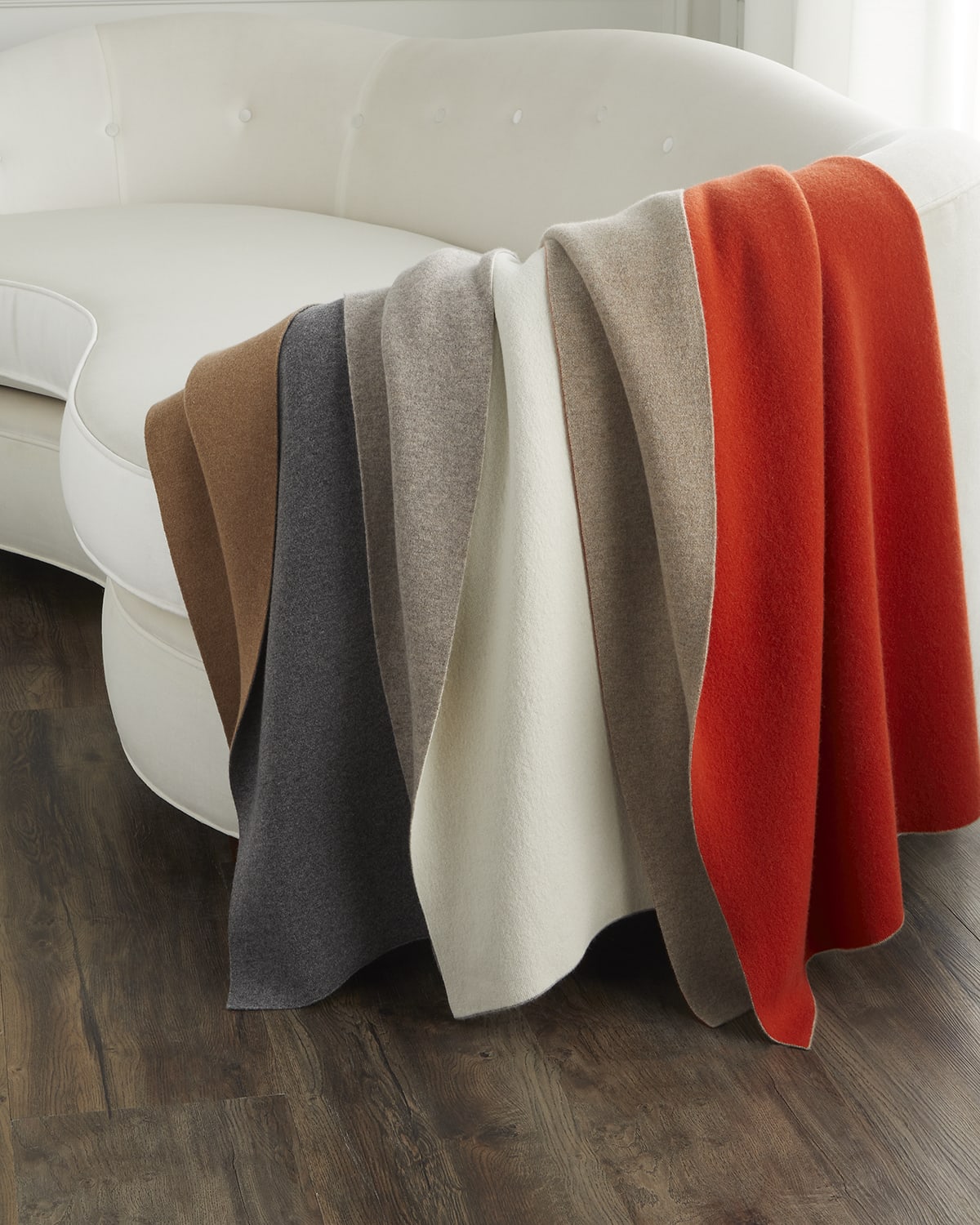 Sofia Cashmere Border Stripe Cashmere Double-Face Throw Blanket ...