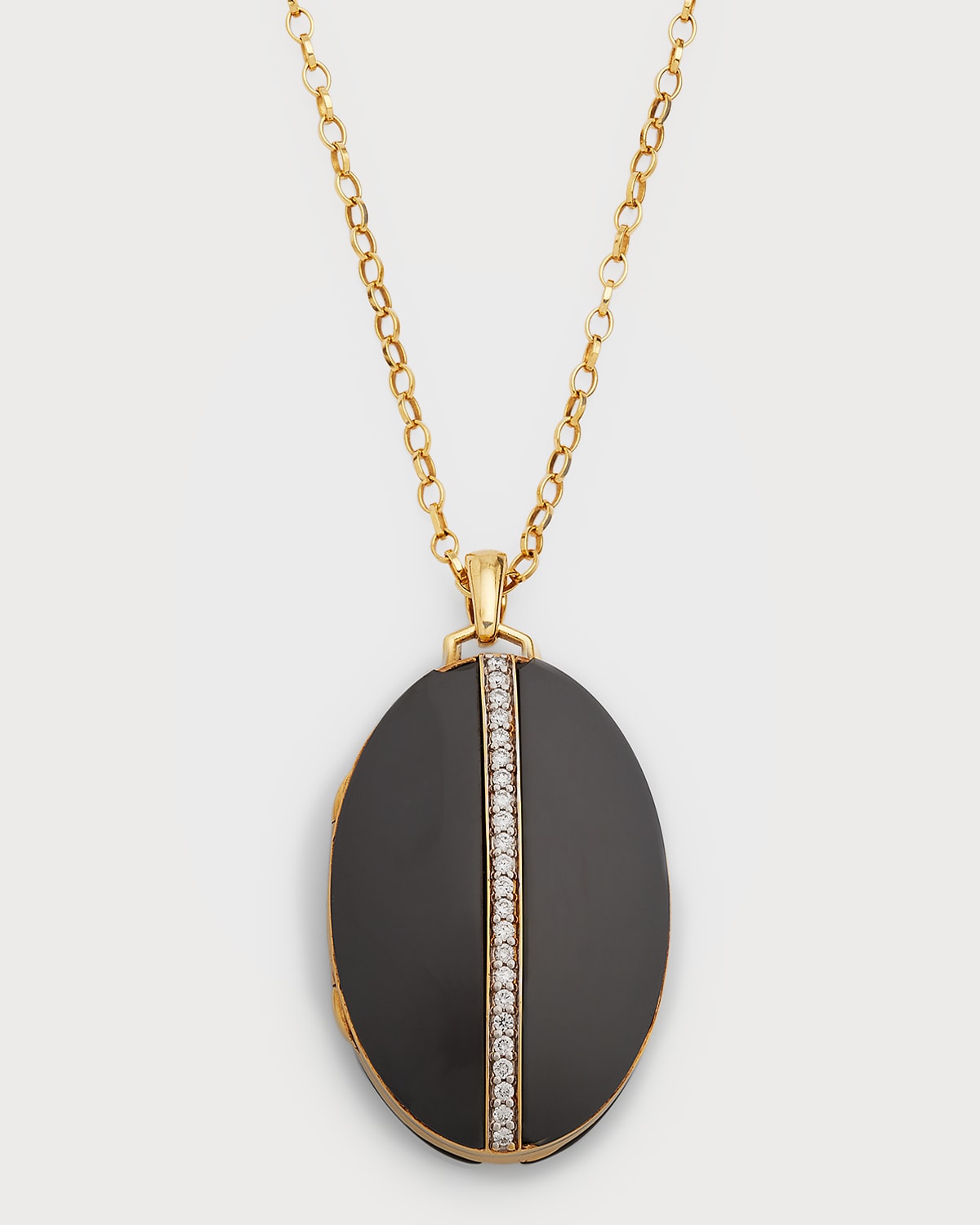 Monica Rich Kosann 18K Gold Oval Locket Necklace with Scattered ...