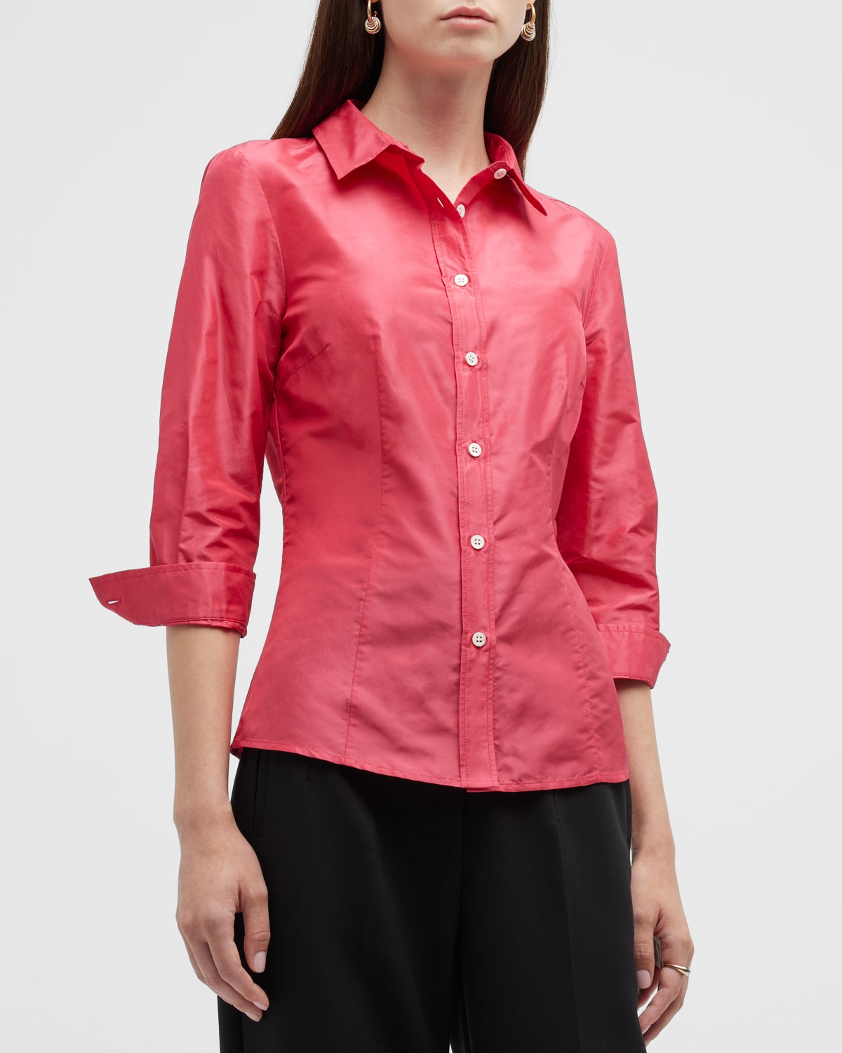 Carolina Herrera Classic Cotton Button-Front Shirt | Neiman Marcus