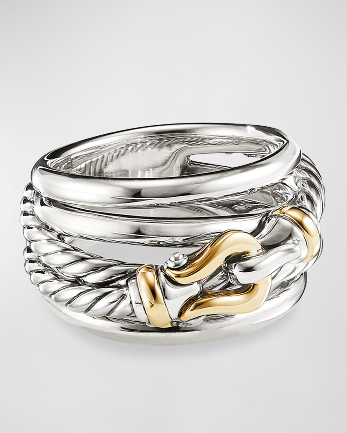 David Yurman Double X Crossover Ring with 18K Gold in Silver, 13mm ...