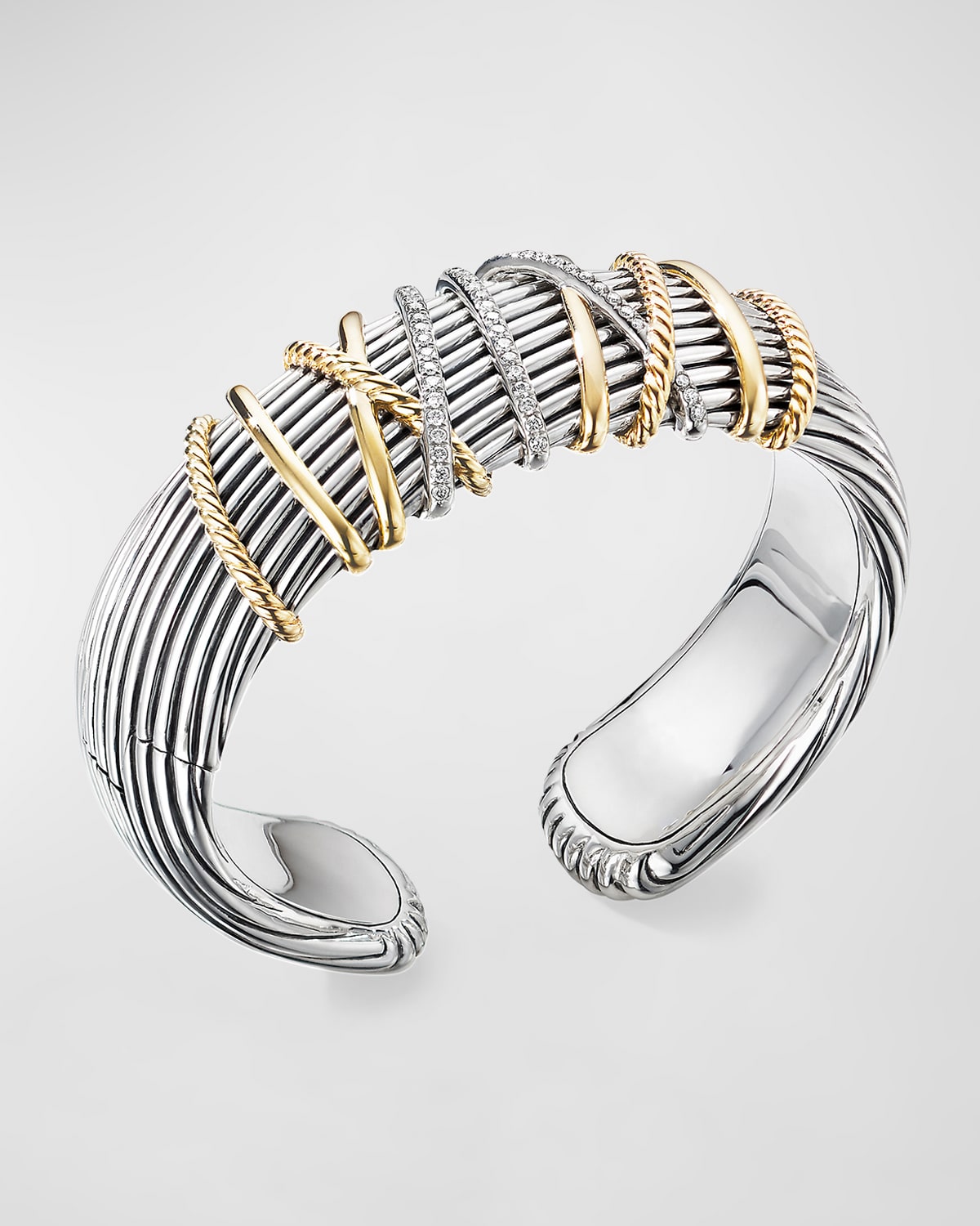David Yurman Helena Cuff Bracelet w/ 18k Gold & Diamonds | Neiman Marcus
