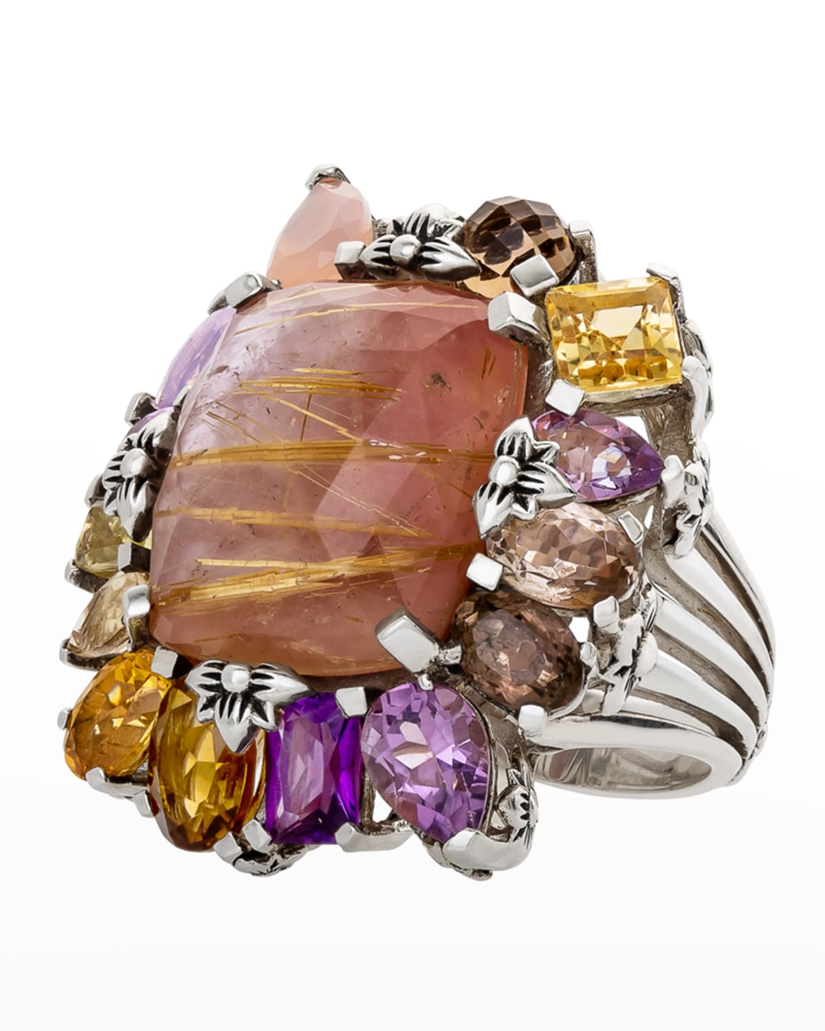 Stephen Dweck Flower Engraved & Gemstone Pendant Necklace | Neiman Marcus