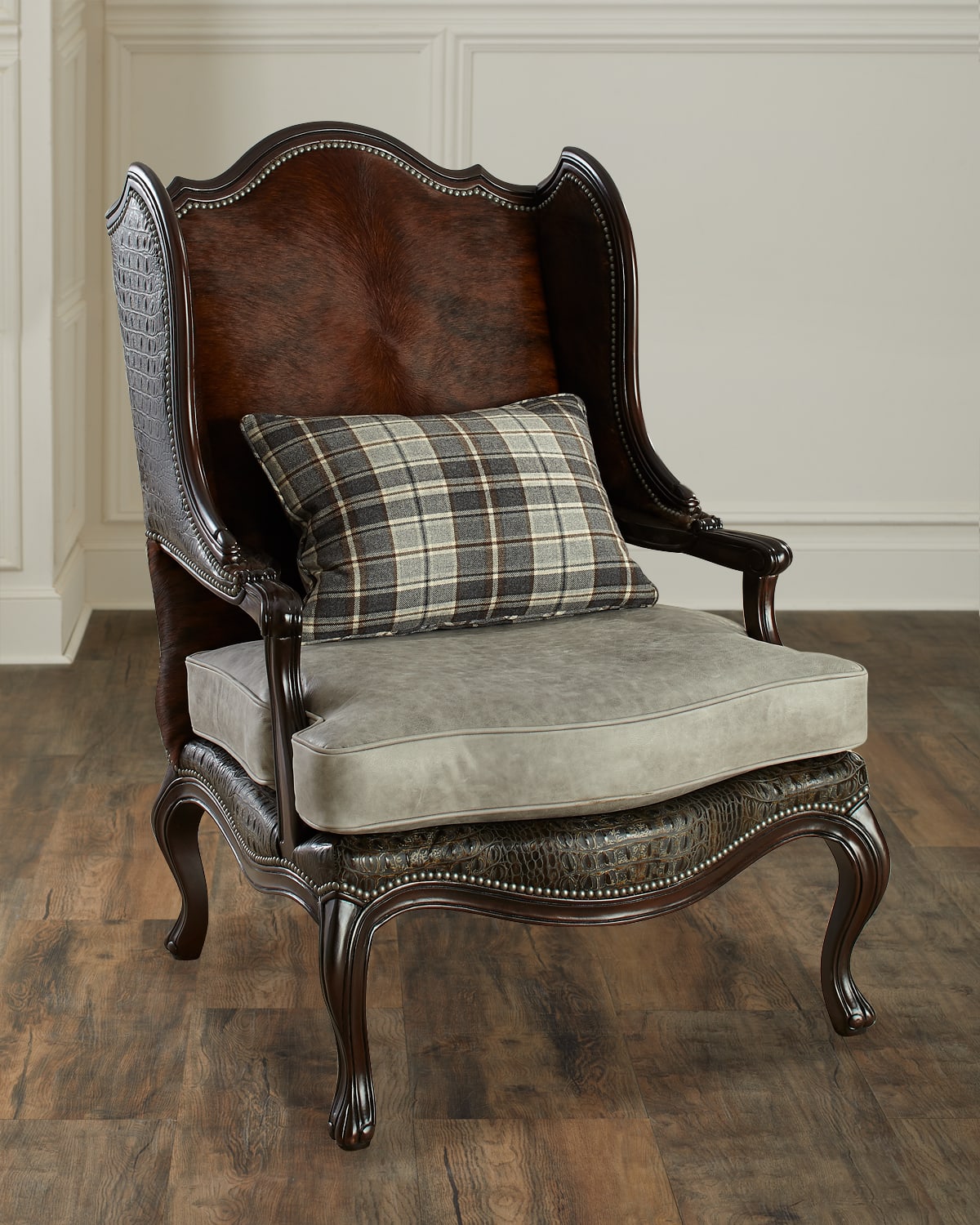Massoud Atlanta Leather Wing Chair | Neiman Marcus