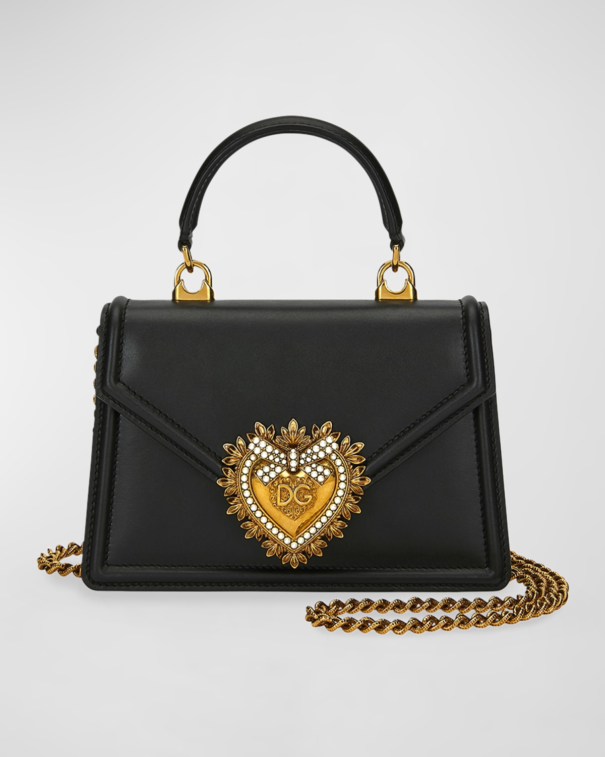 Dolce&Gabbana Devotion Mini Metallic Leather Top-Handle Bag | Neiman Marcus