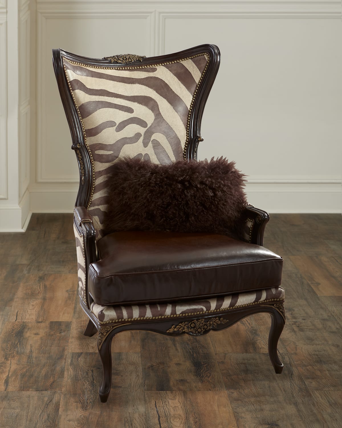 Massoud Adagio Leather Wing Chair | Neiman Marcus