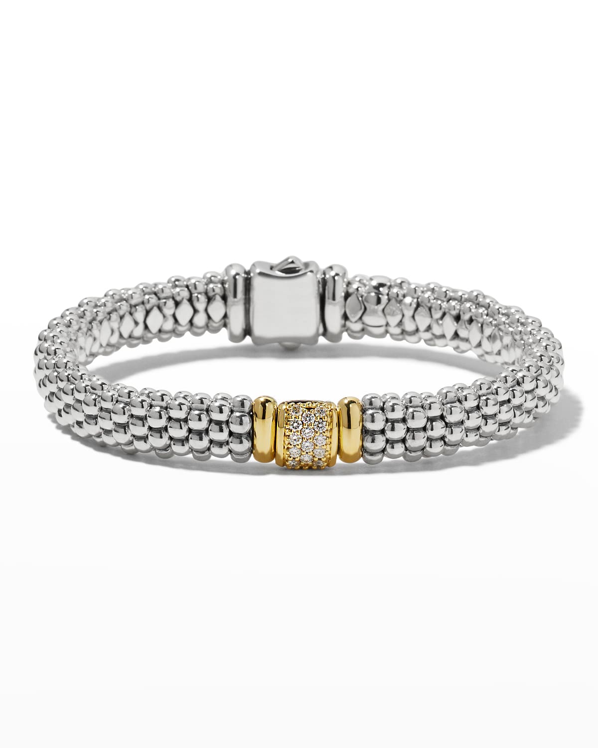 LAGOS Sterling Silver and 18K Signature Caviar 9mm Oval Link Ring ...