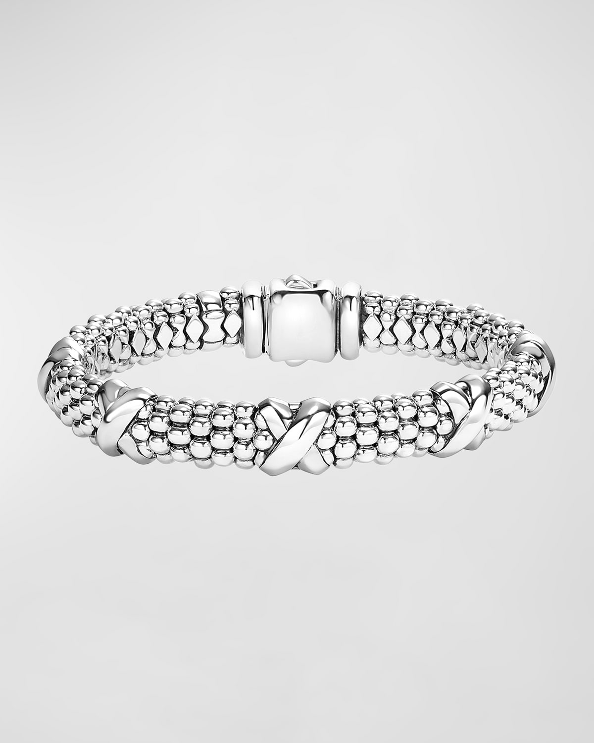 LAGOS Sterling Silver and 18K Signature Caviar 9mm Oval Link Ring ...