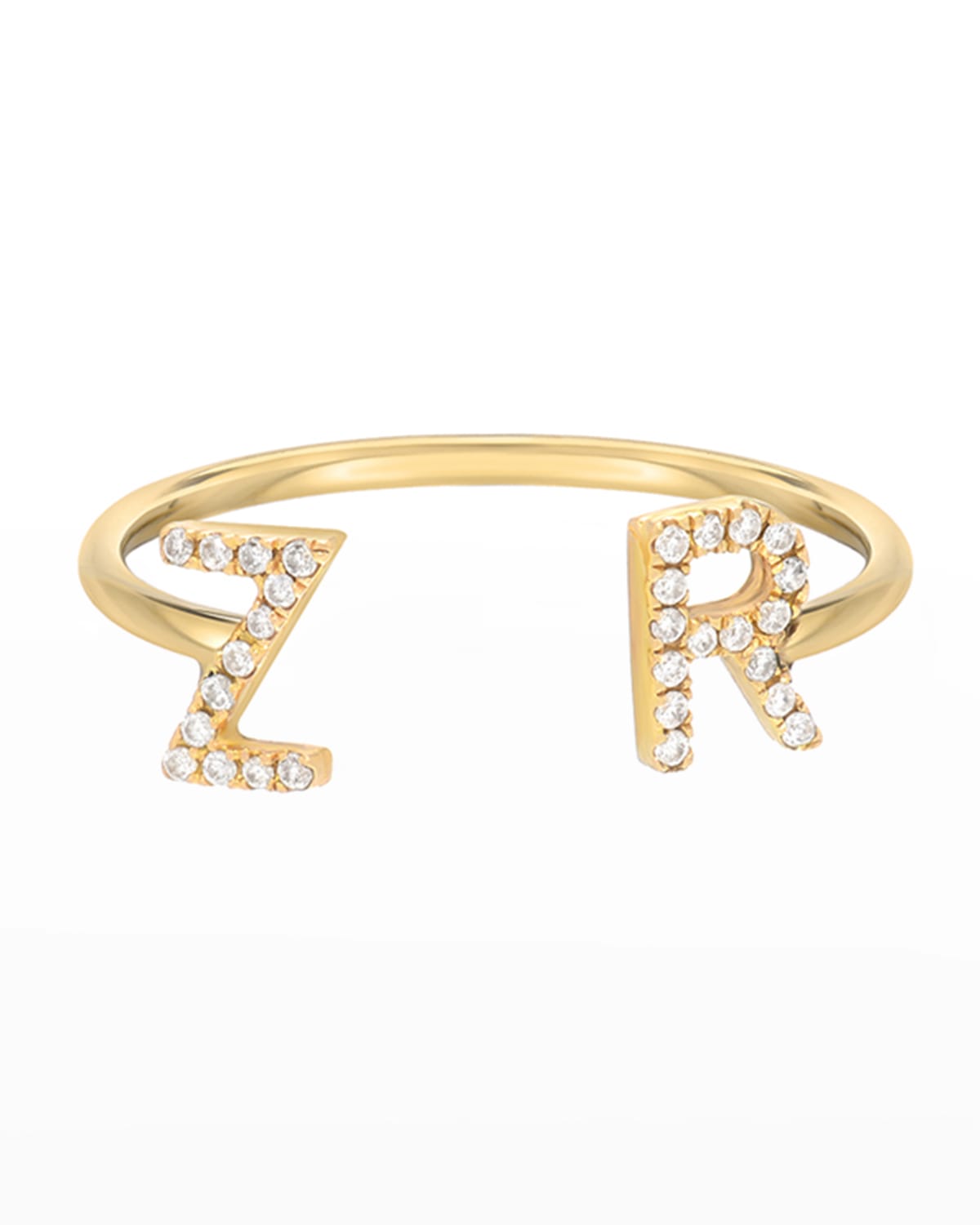 Zoe Lev Jewelry Personalized Diamond Initial Ring in 14K White Gold | Neiman Marcus