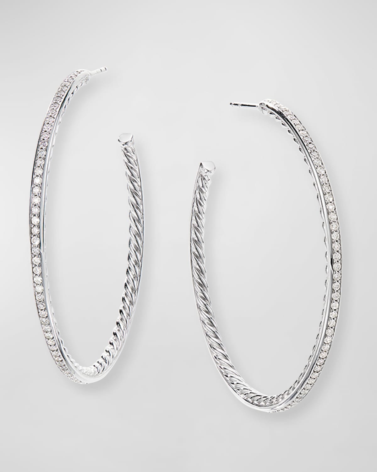 David Yurman DY Crossover Extra-Large Hoop Earrings w/ Diamonds ...