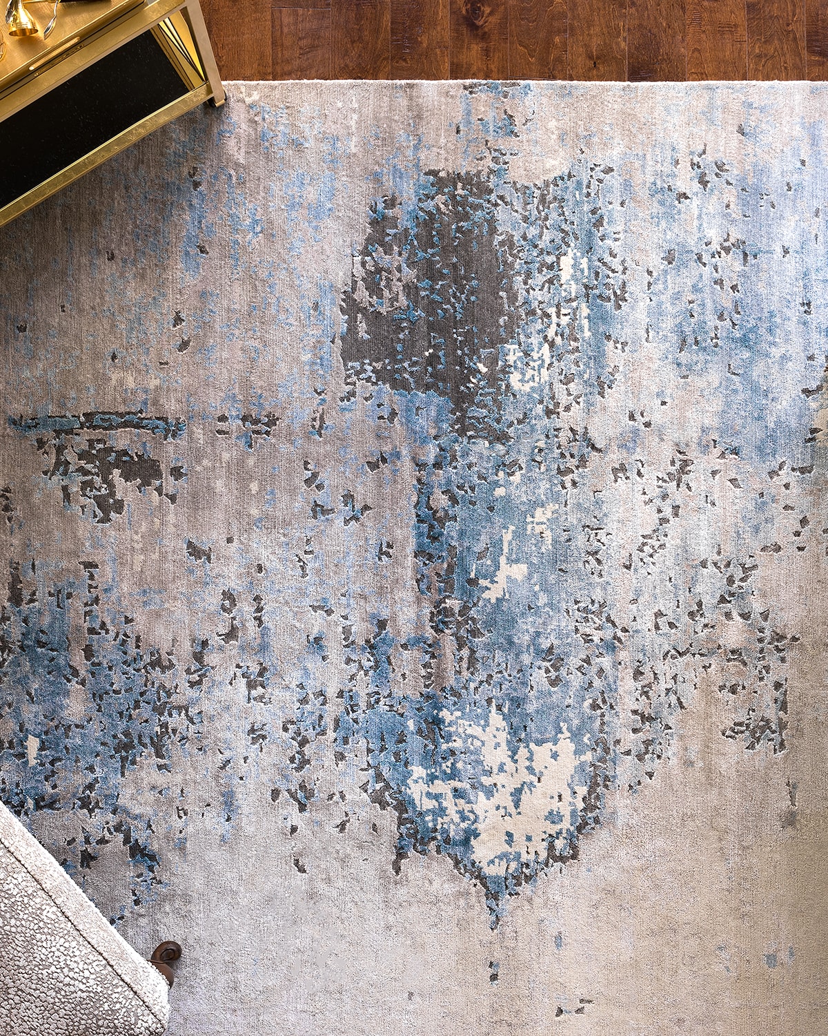 Lili Alessandra Venice Light Blue/Gold Rug, 8' x 10' | Neiman Marcus