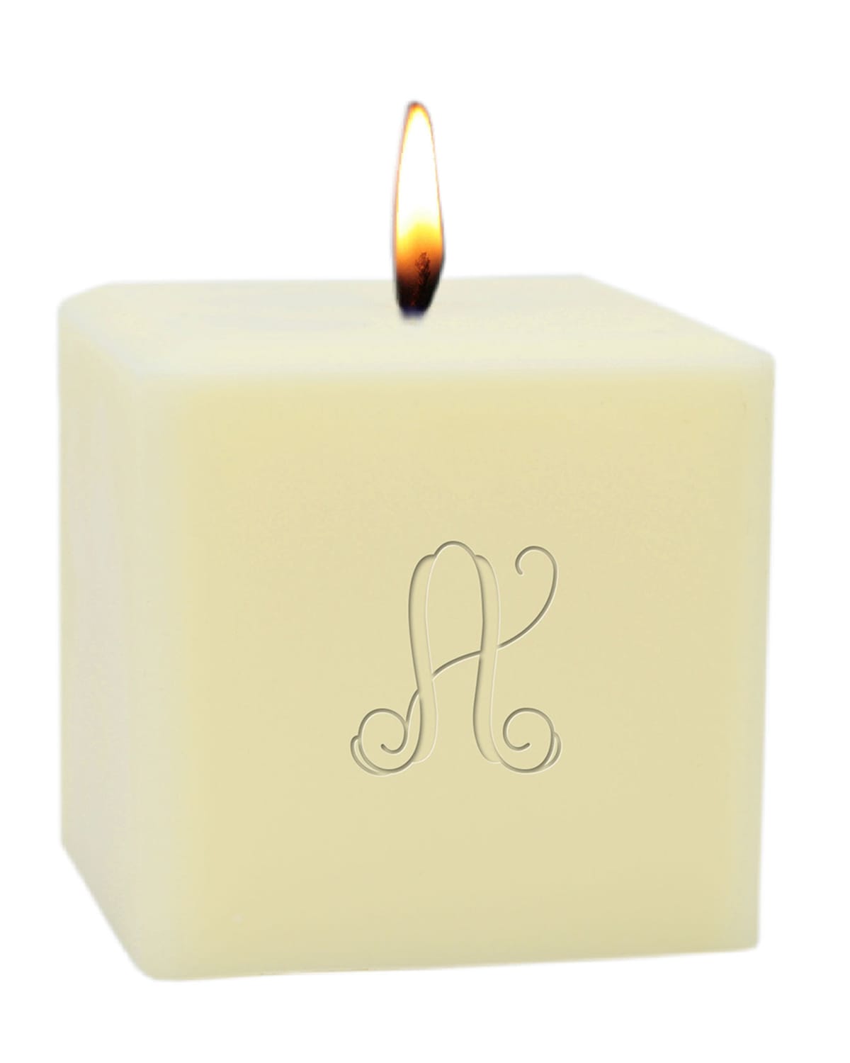 Carved Solutions Monogram Clear Glass Candle | Neiman Marcus