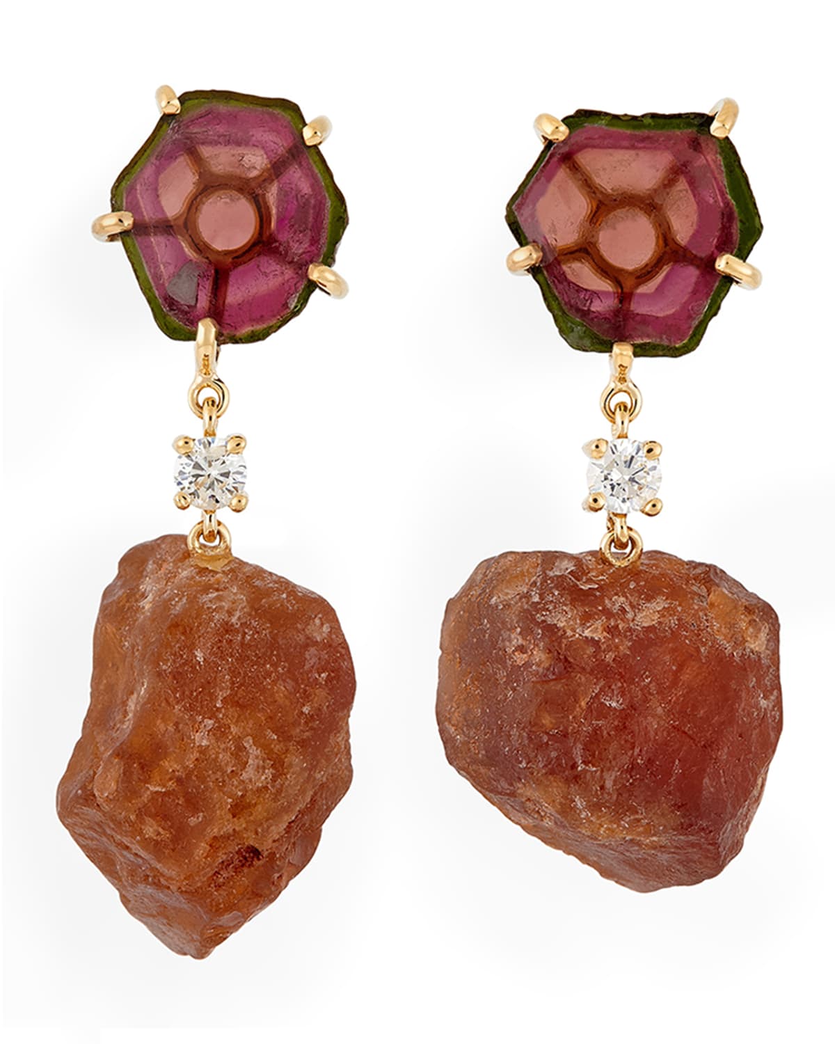 Jan Leslie 18k Bespoke 2-Tier One-of-a-Kind Luxury Earrings w/ Tan ...