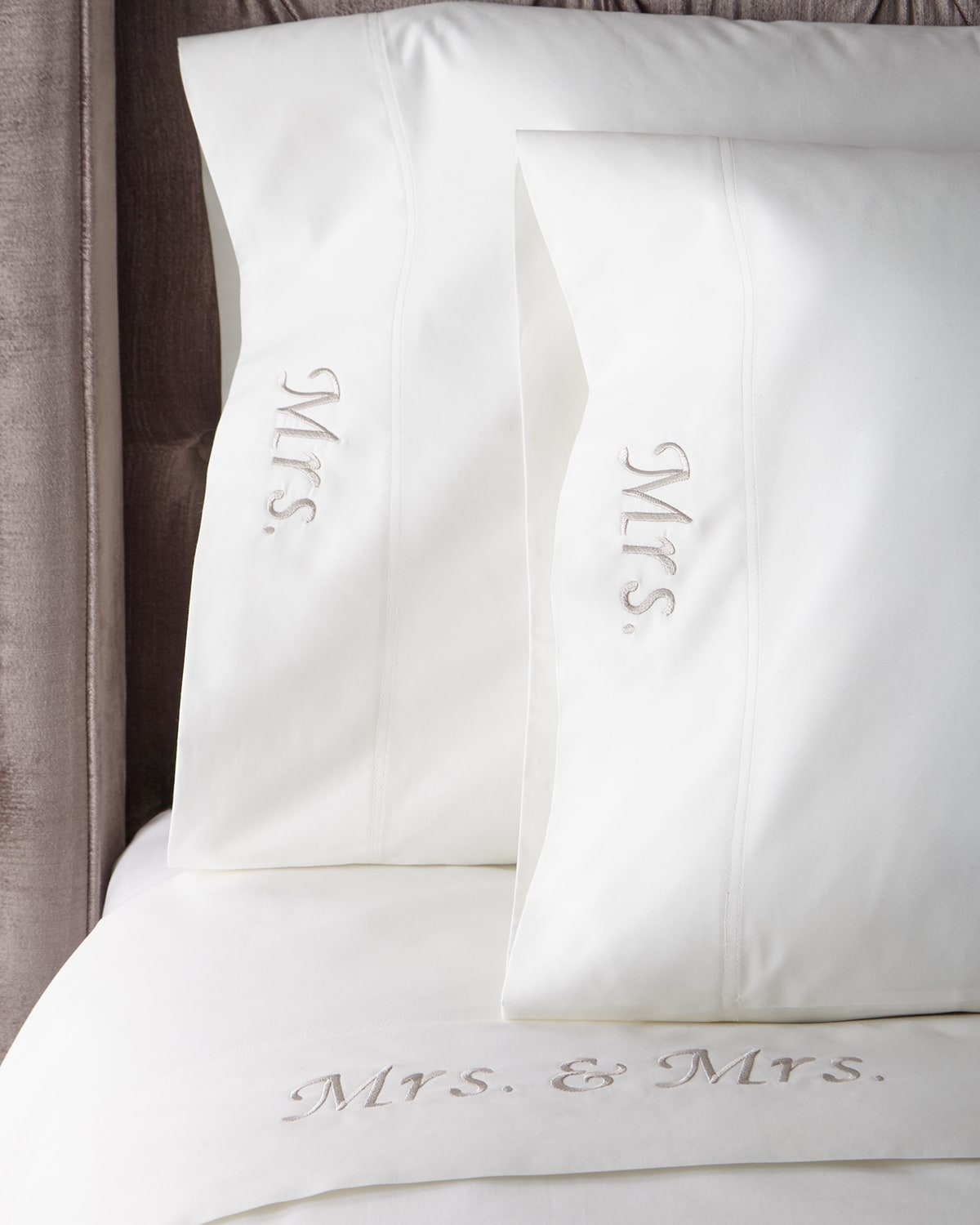 The Pillow Bar Mr. & Mrs. 300-TC King Sheet Set | Neiman Marcus