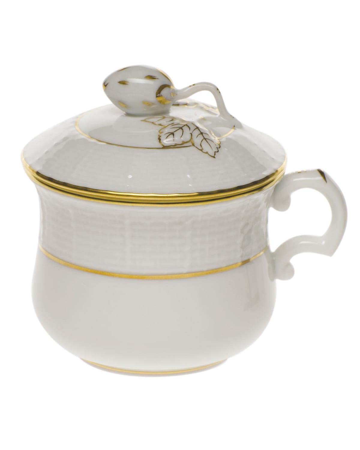 Herend Golden Edge Honey Pot with Rose | Neiman Marcus