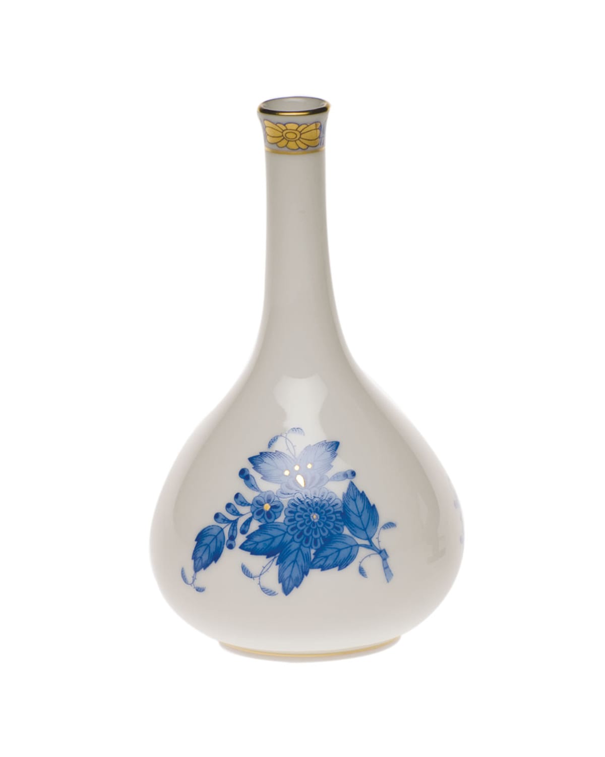 Herend Chinese Bouquet Blue Medium Bud Vase with Lip | Neiman Marcus