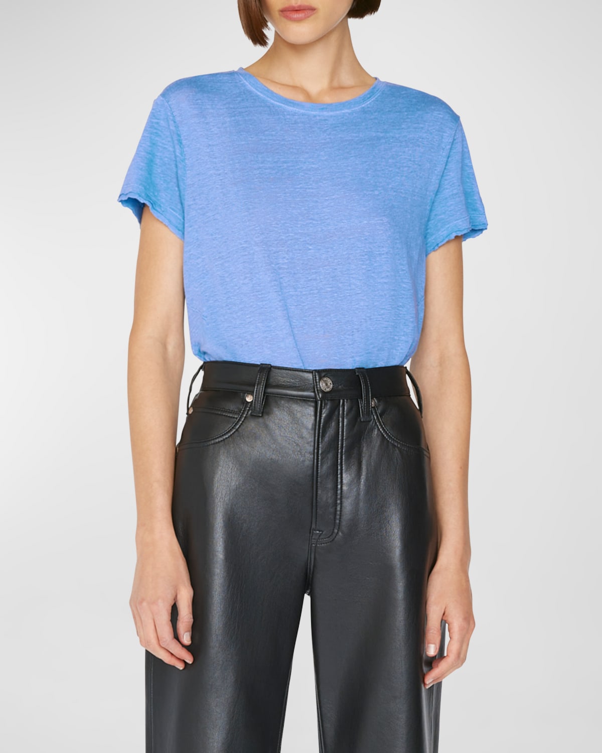 FRAME Easy True Striped Linen Tee | Neiman Marcus