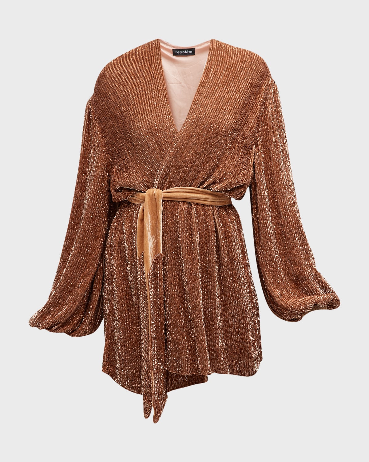 Halston Falan Sequin Long-Sleeve Wrap Dress | Neiman Marcus