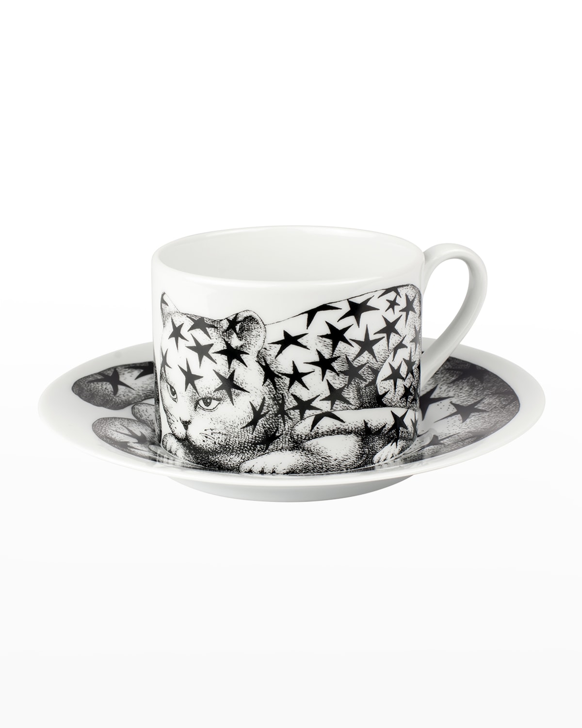Fornasetti Tea Cup High Fidelity Pois Spotted Cat | Neiman Marcus