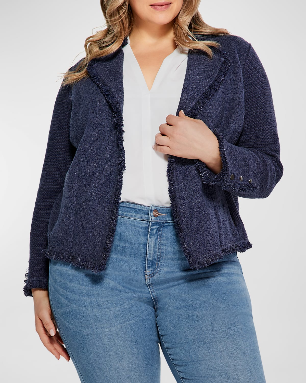 NIC+ZOE Plus Plus Size Fringe Mix Tweed Jacket | Neiman Marcus
