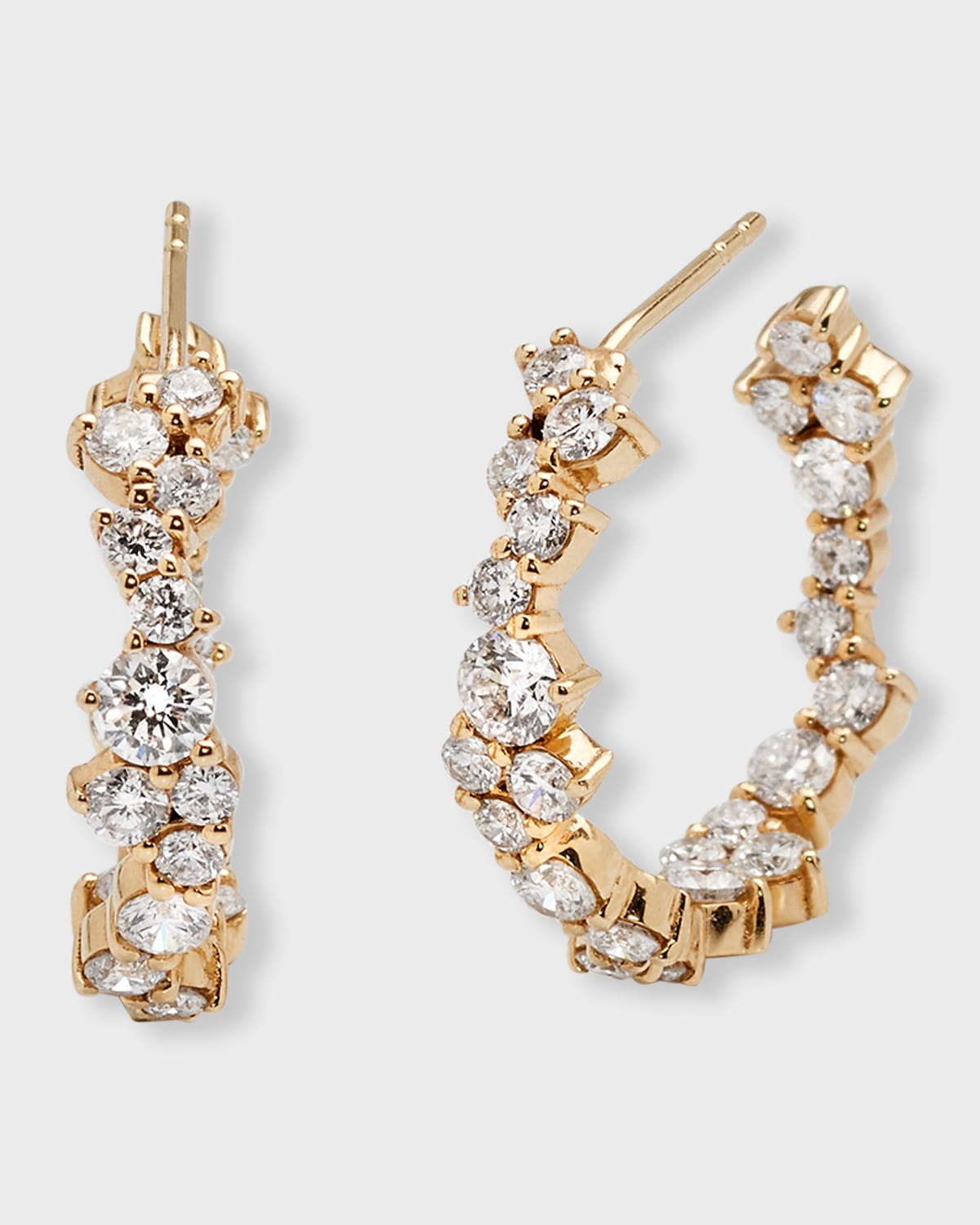 Sydney Evan 14K Yellow Gold Large Fishnet Diamond Tube Hoop Earrings ...