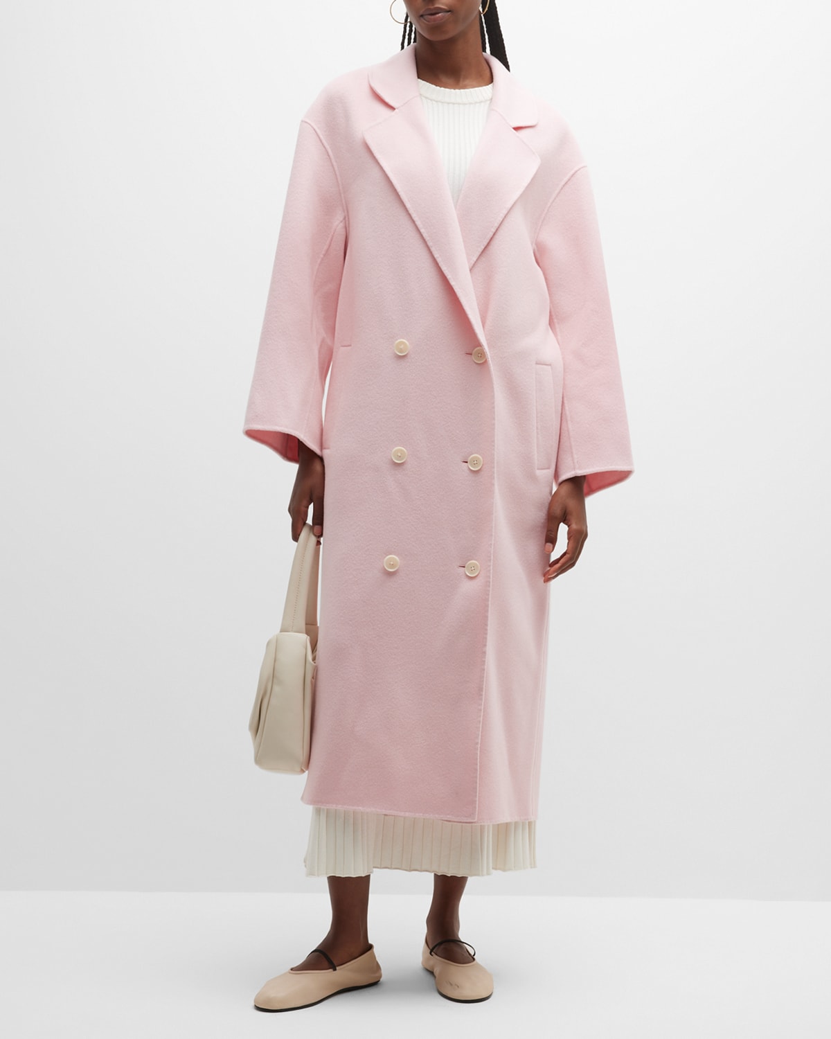 Chloe Double-Breasted Wool-Cashmere Long Pea Coat | Neiman Marcus