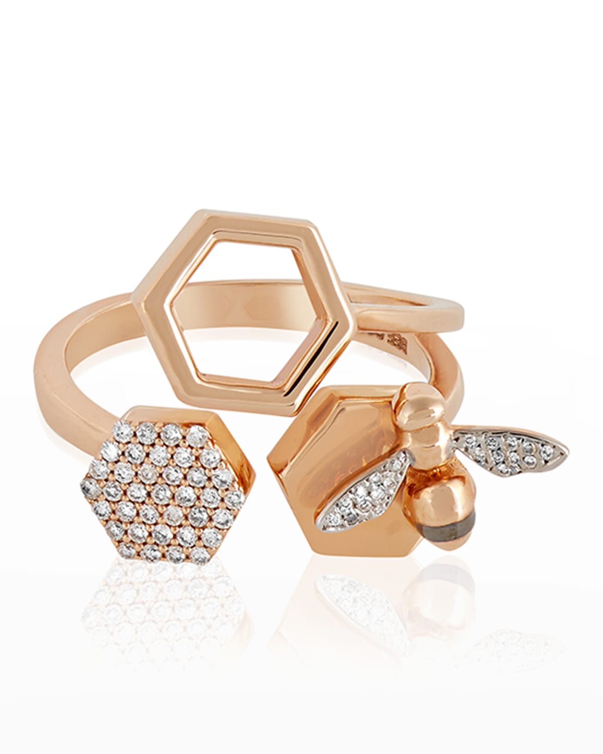 BeeGoddess 14k Rose Gold Amethyst and Diamond Honey Bee Ring, Size 7 ...