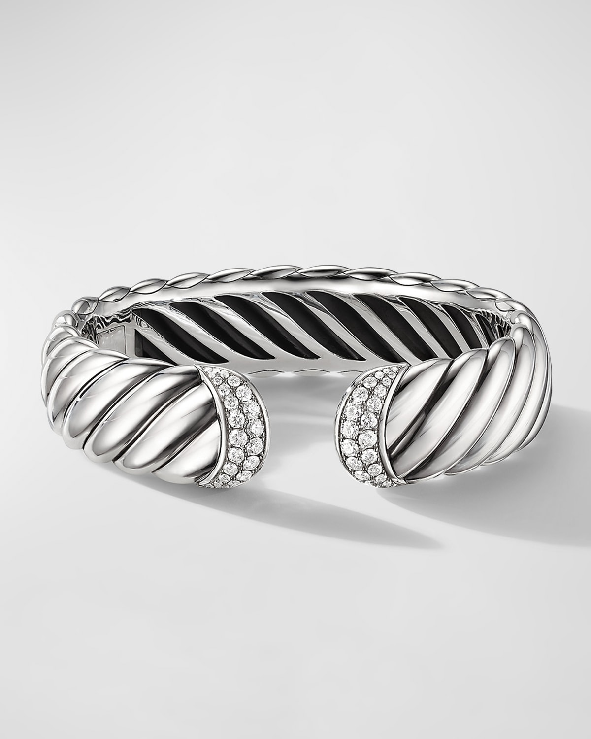 David Yurman Sculpted Cable Cuff Bracelet in 18K Yellow Gold with Pave ...