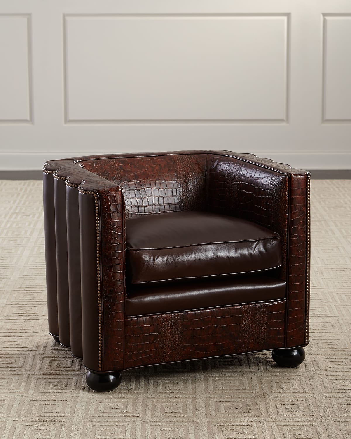 Old Hickory Tannery Jefferson Leather Rocking Chair | Neiman Marcus