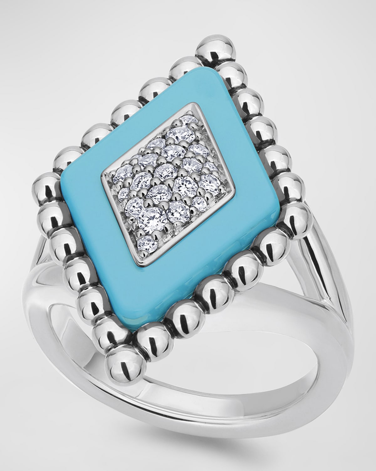 Lagos Blue Caviar Diamond Tapered Ring, 3mm | Neiman Marcus