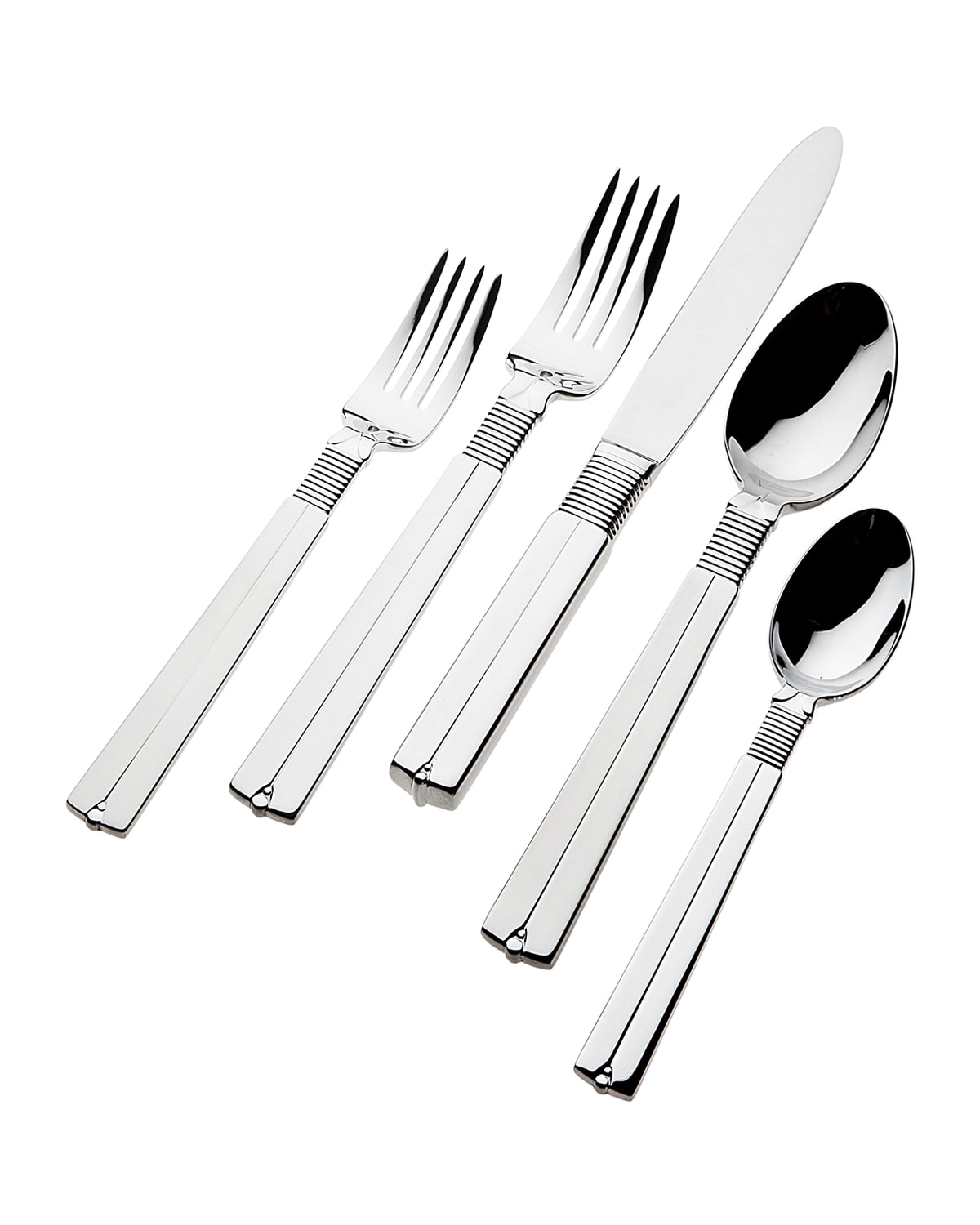Ricci Silversmith 5-Piece Florence Satin Hammered Flatware Set | Neiman ...