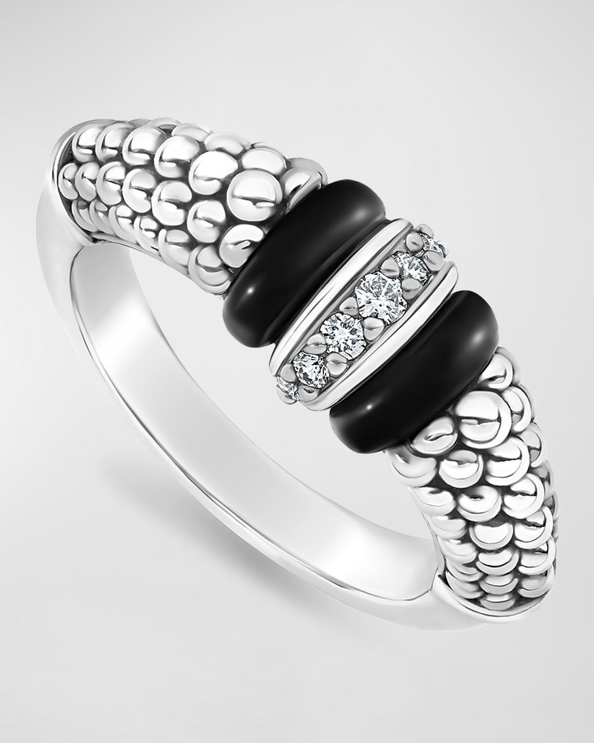 LAGOS White Caviar White Ceramic Diamond Large 1-Link Ring | Neiman Marcus