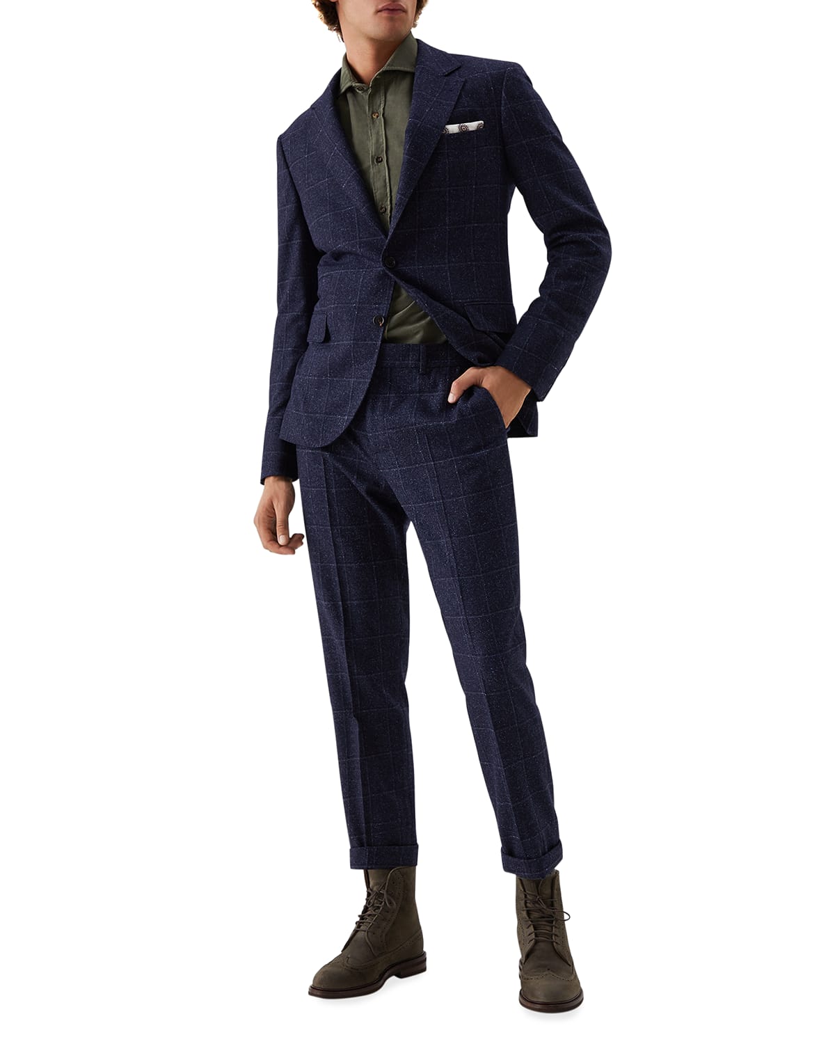 Brunello Cucinelli Men's Solid Wool Two-Piece Suit | Neiman Marcus