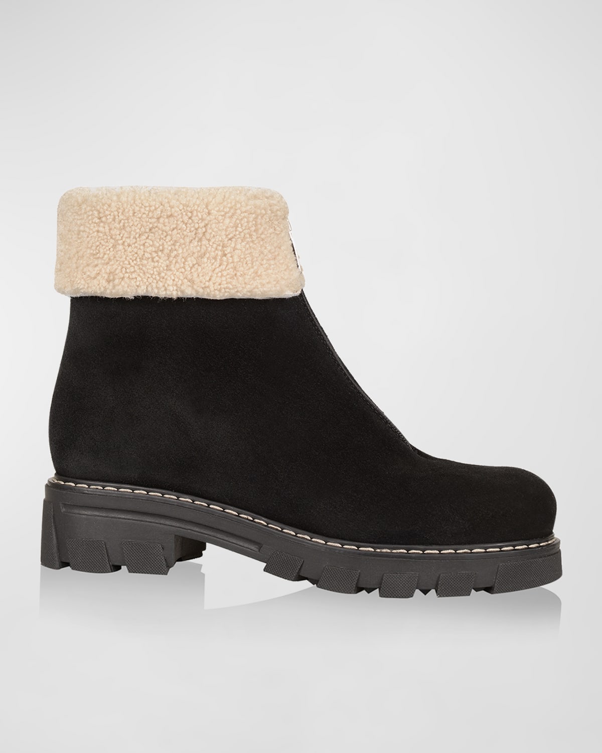 Italeau Fiorella Suede Shearling Booties | Neiman Marcus