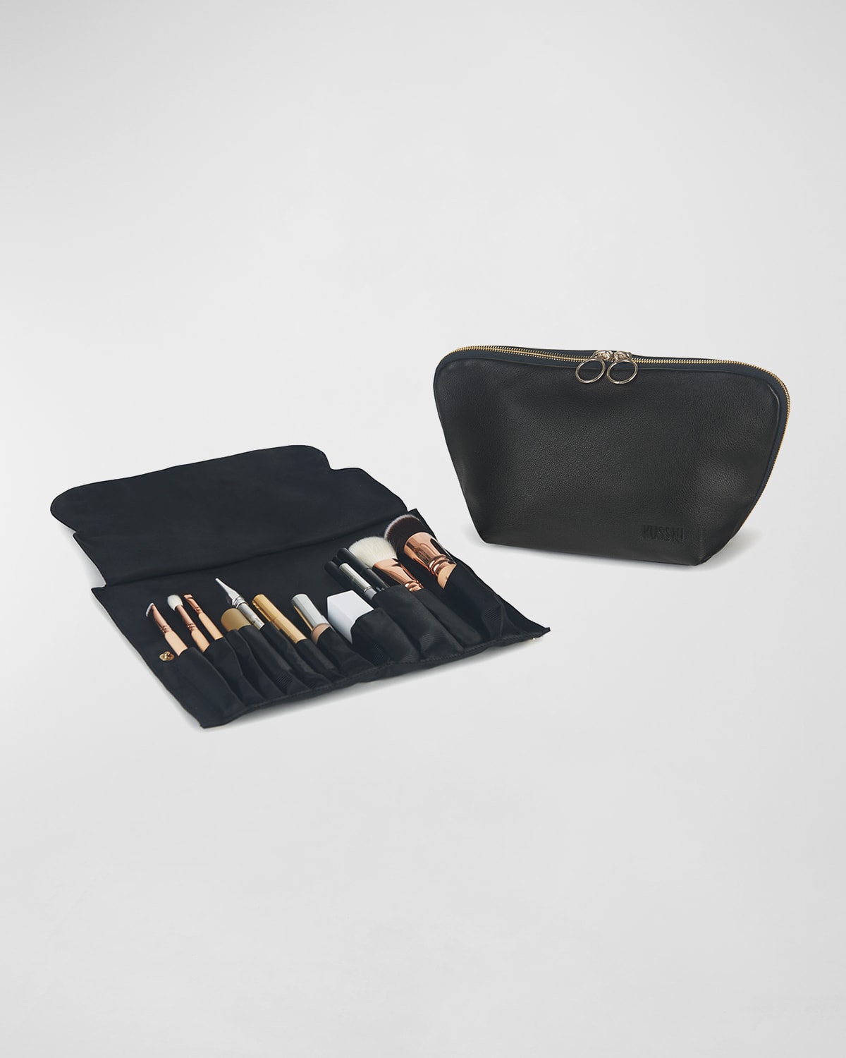 KUSSHI Signature Leather Makeup Bag w/ Organizer | Neiman Marcus