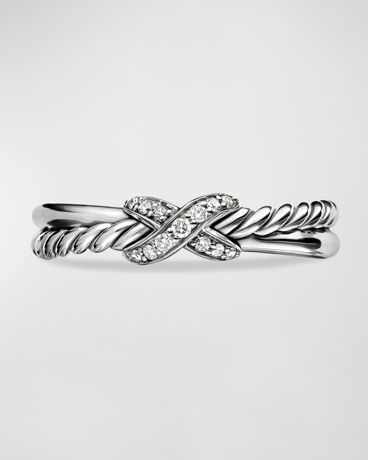 David Yurman Petite Infinity Twisted Ring with Pave Diamonds | Neiman ...